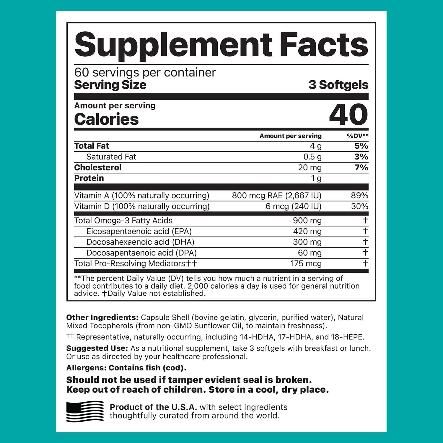 Jigsaw Health Alaskan Cod Liver Oil - 180 Softgels for Omega-3 Wellness