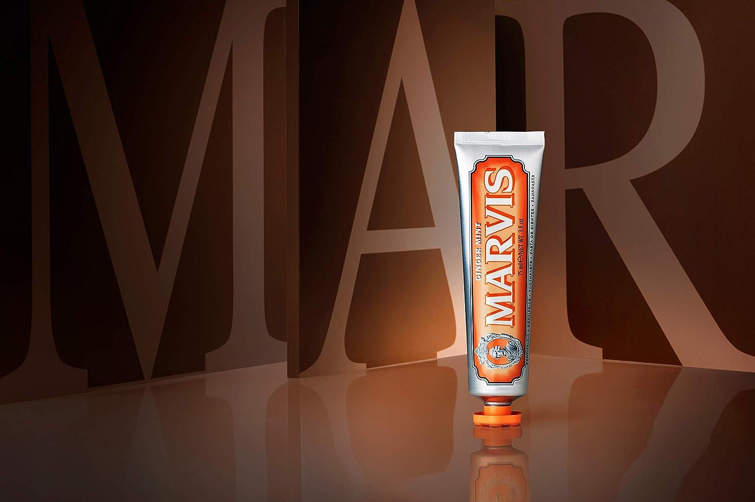 Marvis Ginger Mint Toothpaste 3.8 oz - Freshens Breath with Natural ...