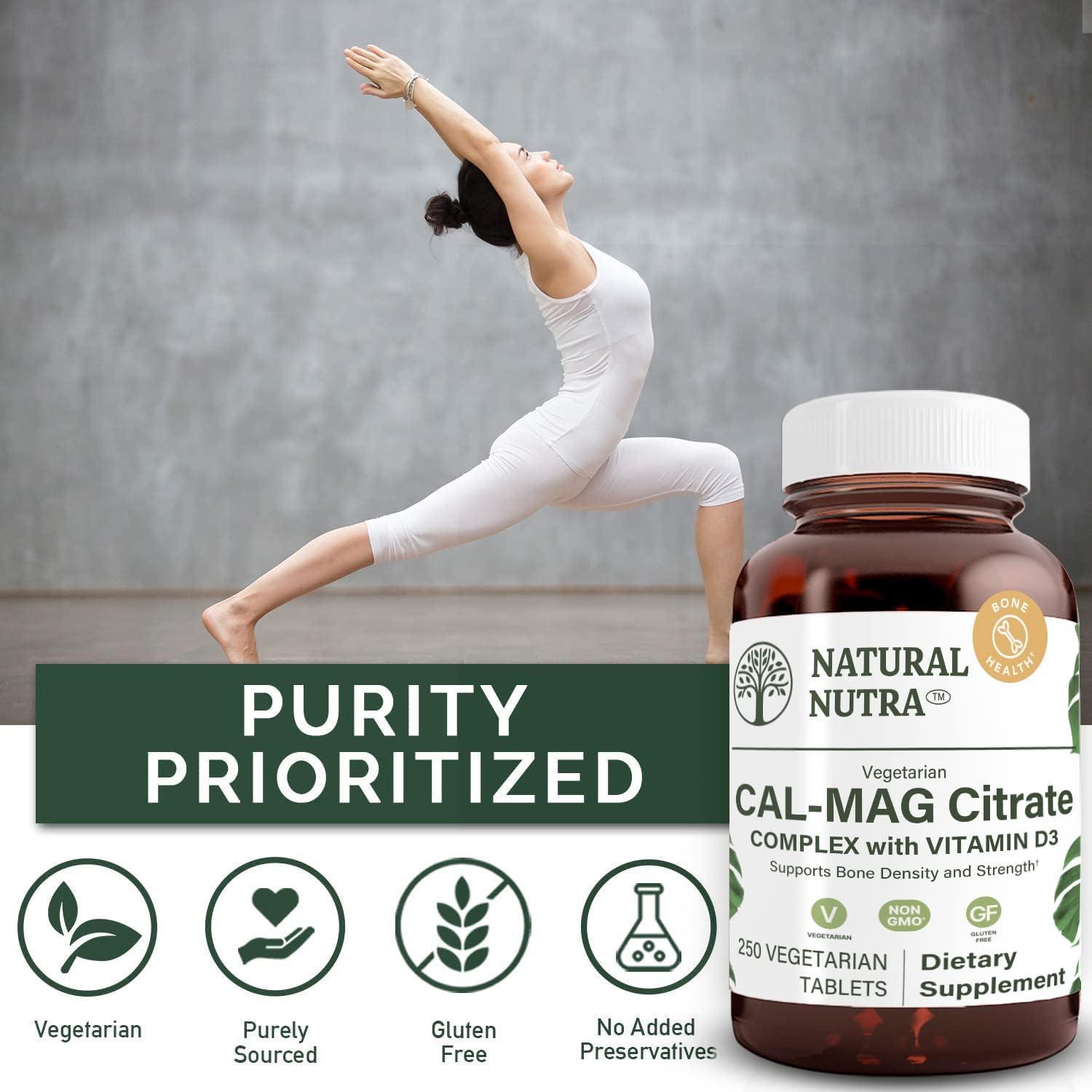 Natural Nutra Cal-Mag Citrate with Vitamin D3 - 250 Vegan Tablets ...