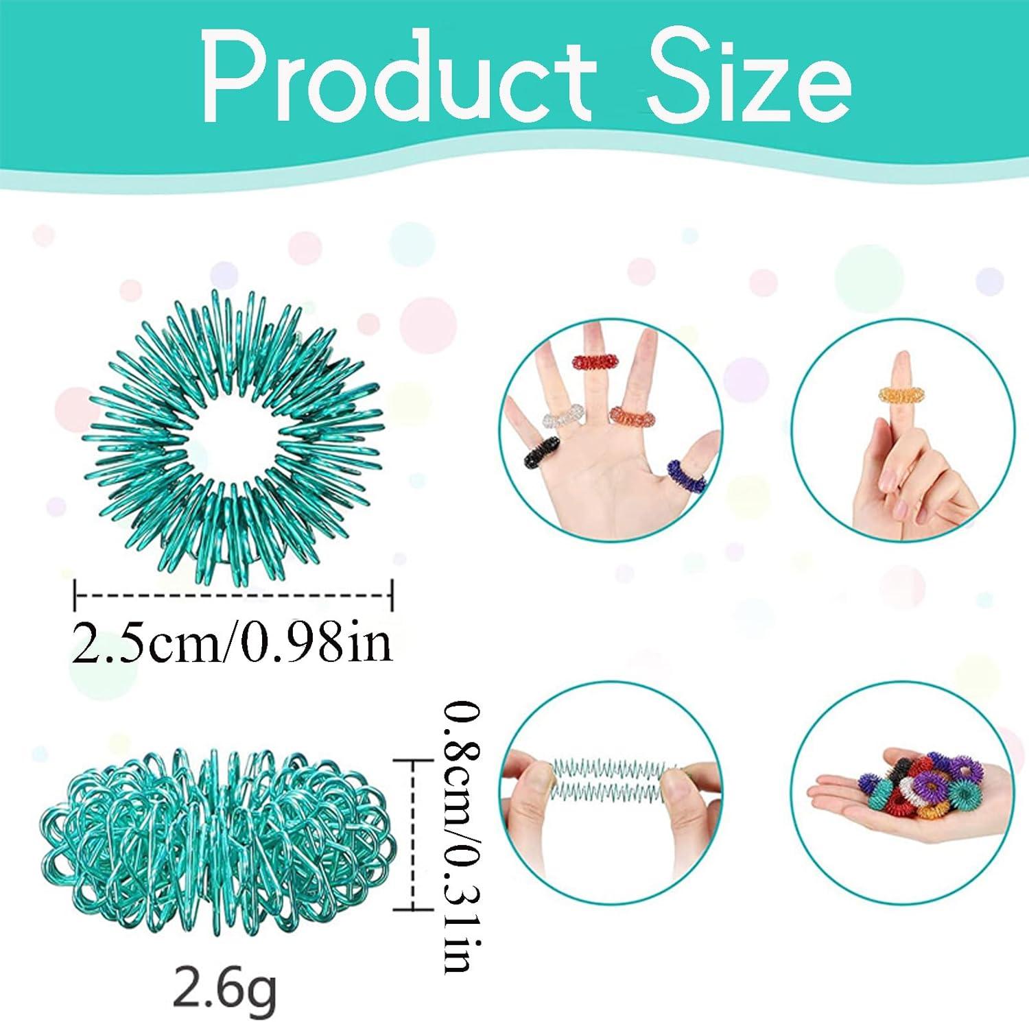 36 Piece Acupressure Rings Set - Anti-Stress Massage Finger Rings for ...