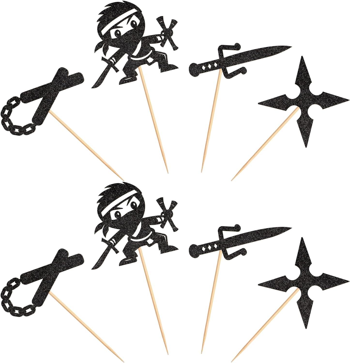 Ercadio 24 Pack Ninja Cupcake Toppers Ninja Cupcake Picks Assambled ...