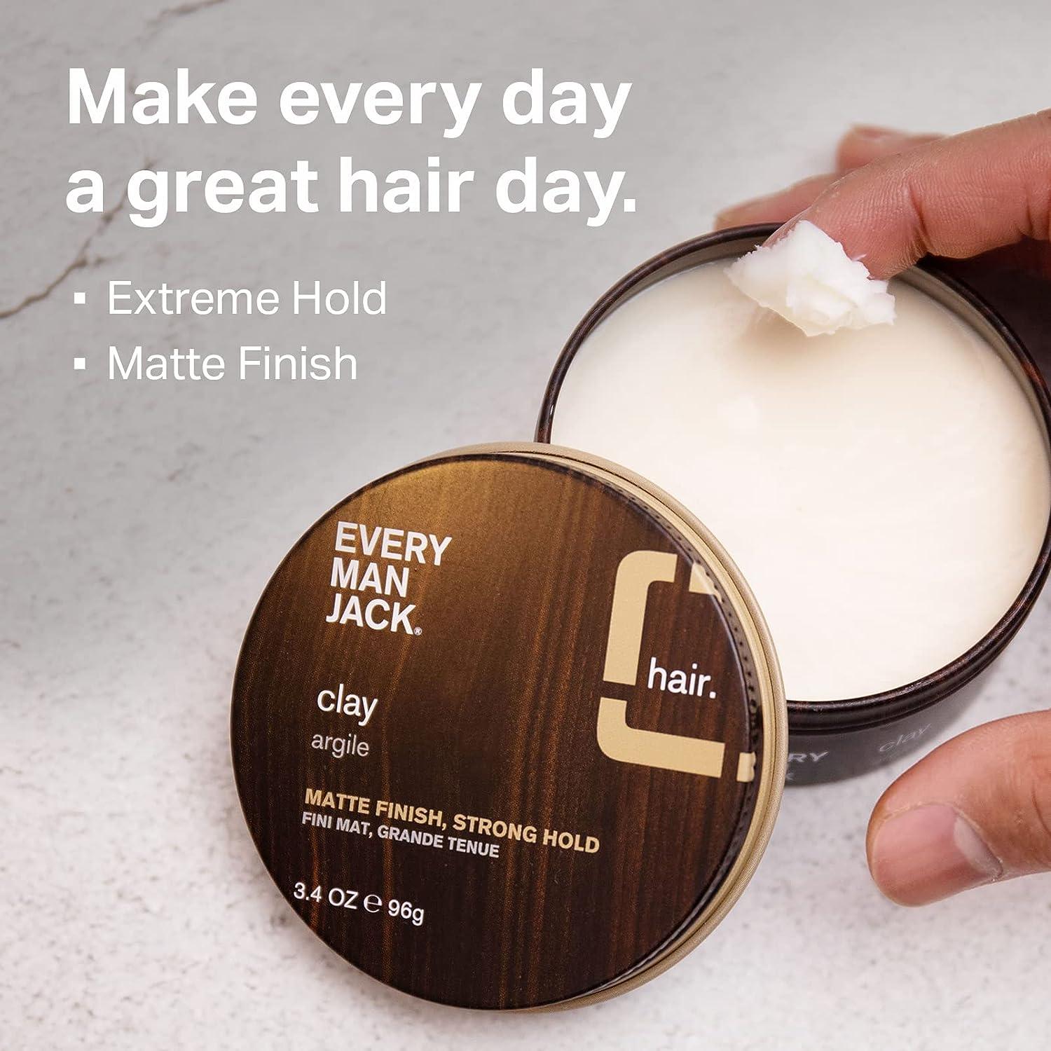 Every Man Jack Mens Hair Styling Clay - Medium Hold Matte Finish - 3 ...