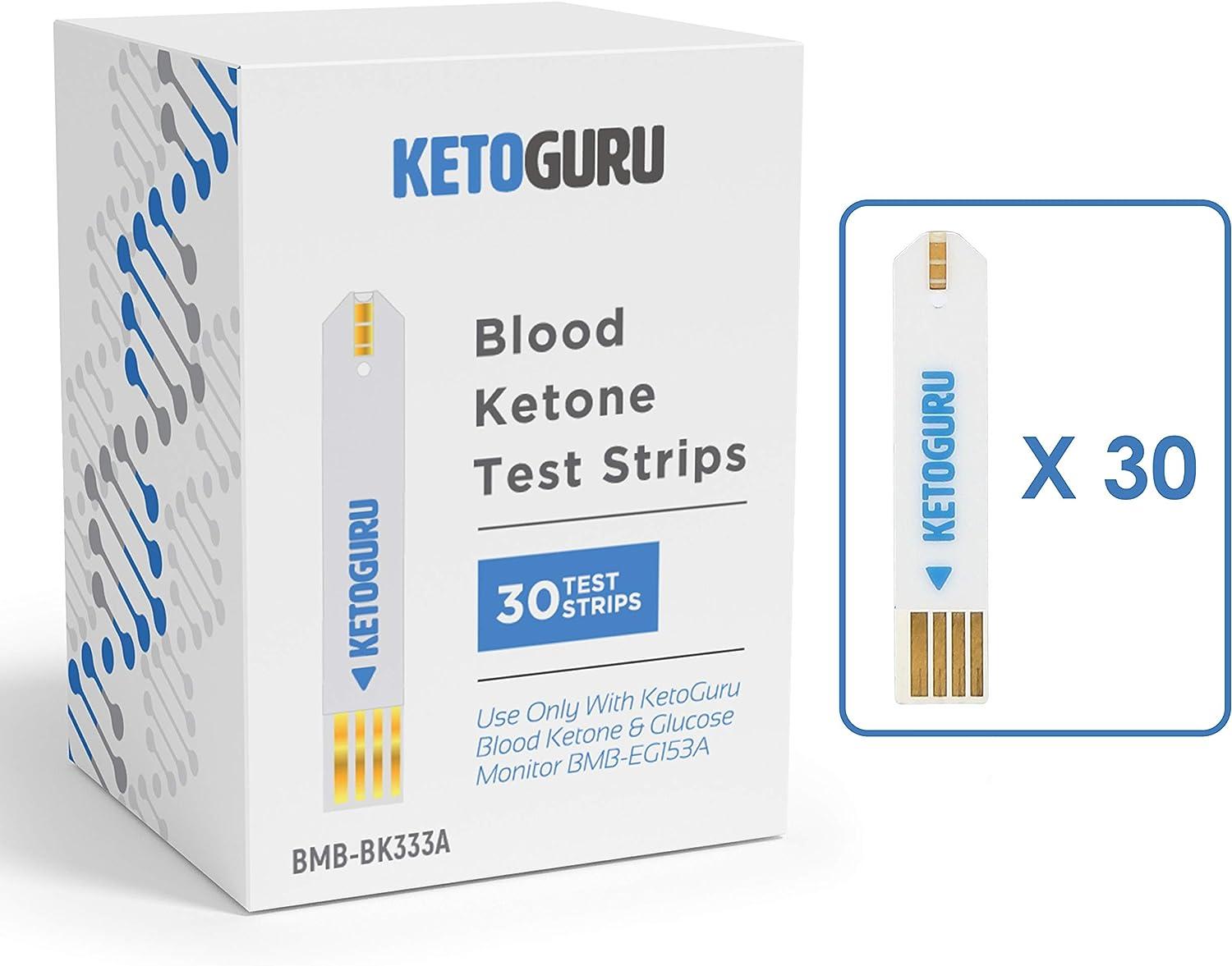 KetoGuru Ketone Test Strips (30 Count) for Blood Ketone Testing ...