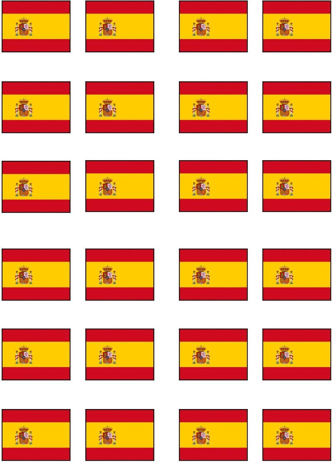 24 Spanish Flag Wafer Cupcake Toppers Spain Edible PREMIUM THICKNESS ...