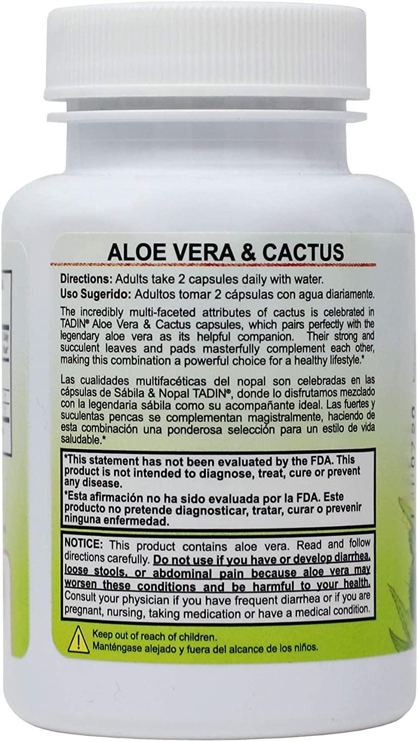 TADIN Aloe Vera & Cactus Capsules - Constipation Relief & Toxin ...