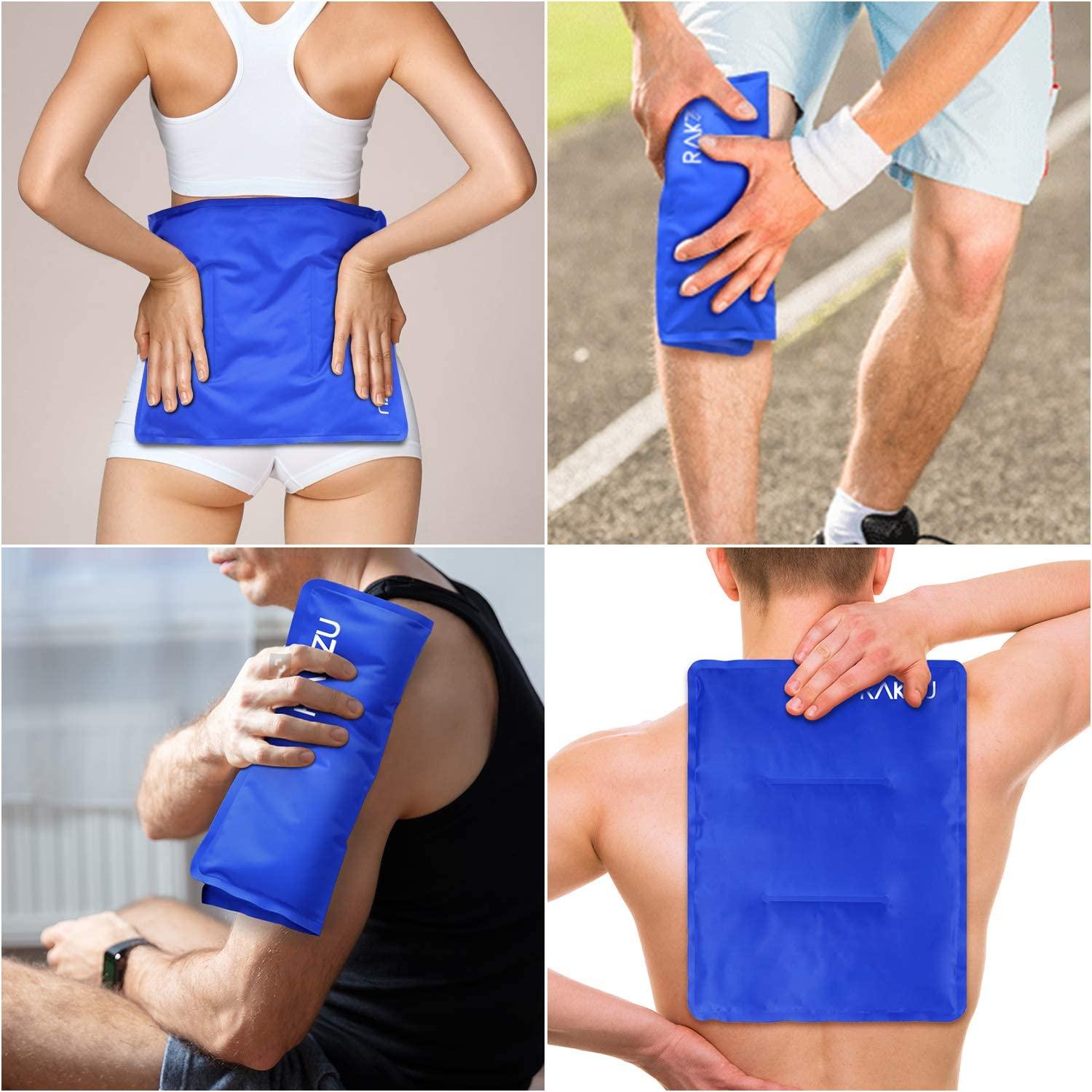 RAKZU 2 Pack Ice Pack for Injuries - Large 14 x 11 Reusable Gel Pack ...