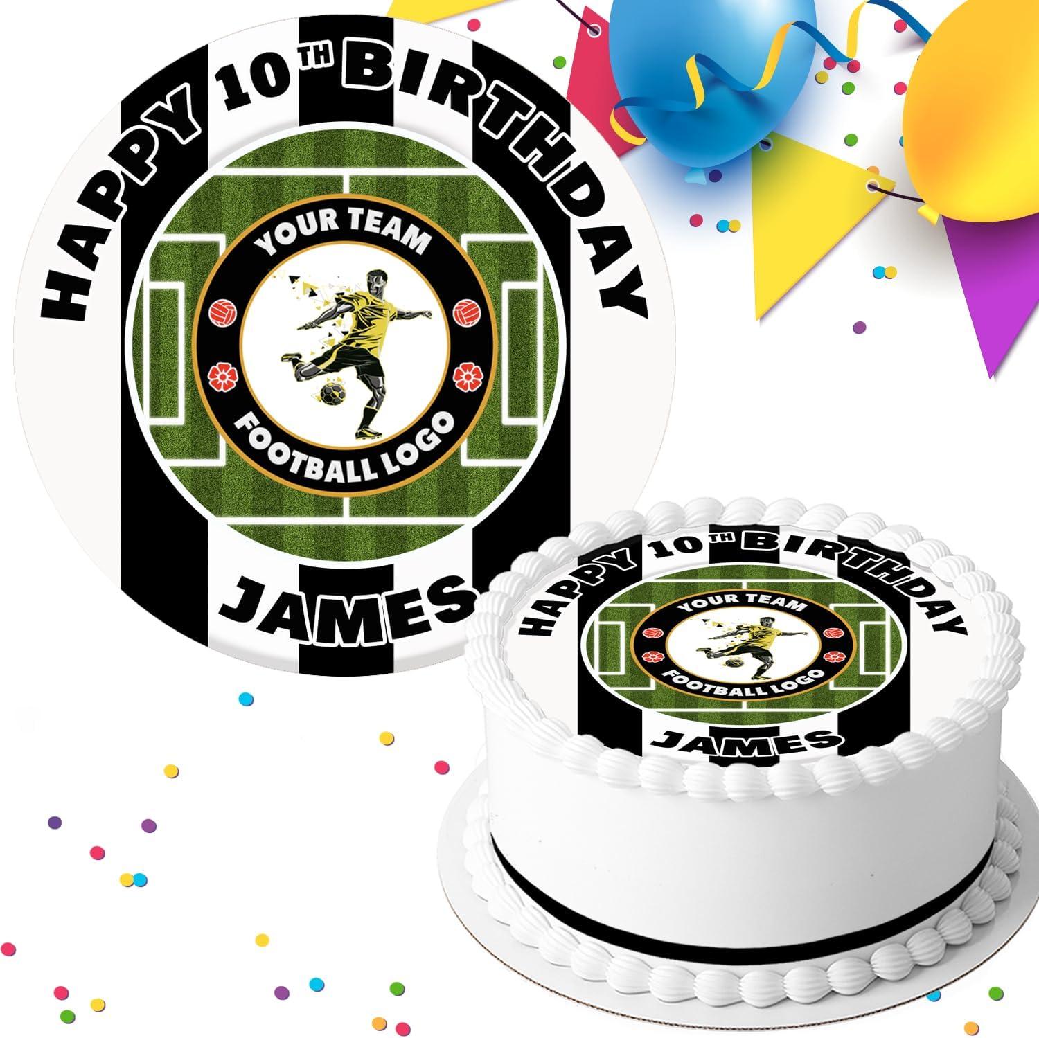 YOUR FOOTBALL TEAM LOGO/COLOUR BIRTHDAY PERSONALISED EDIBLE ICING CAKE ...