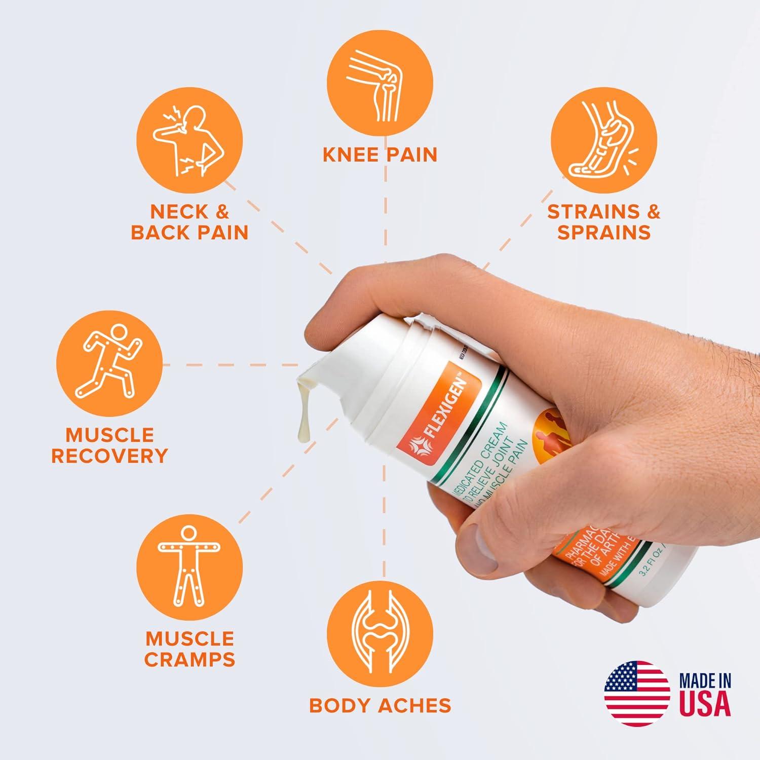 FLEXIGEN Topical Pain Relief Cream for Joint & Muscle Aches - 3.2 Fl Oz ...