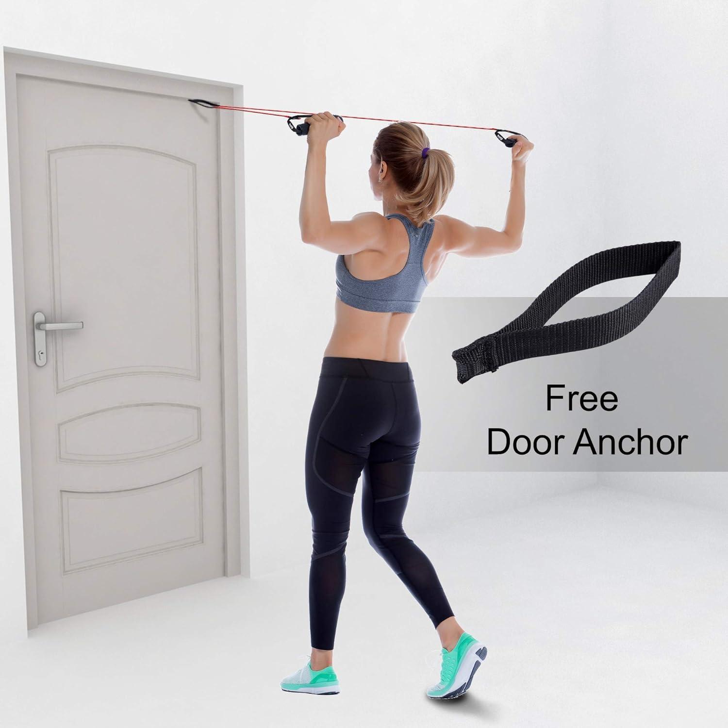 Resistance Band with Handles + Free Door Anchor & Workout Guide ...