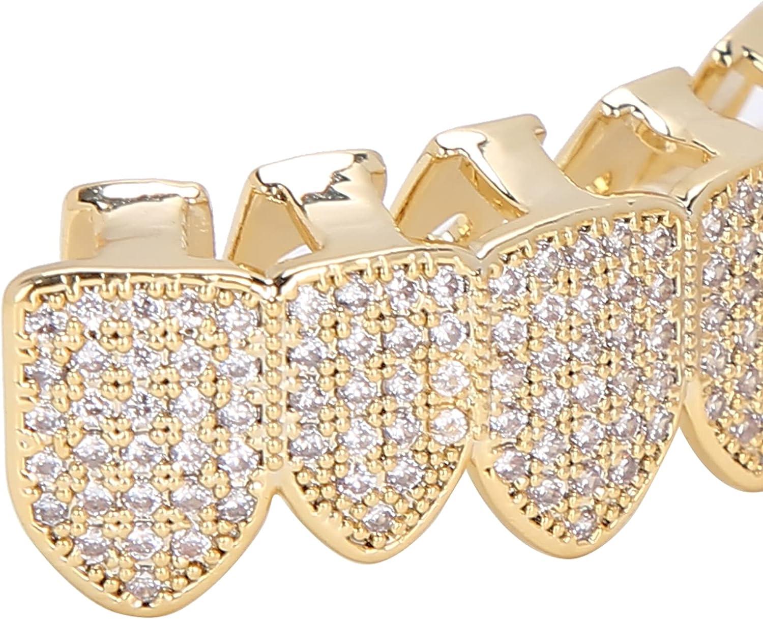 Hip Hop Diamond Braces Set - Gold Plated Copper Bling Decoration for ...