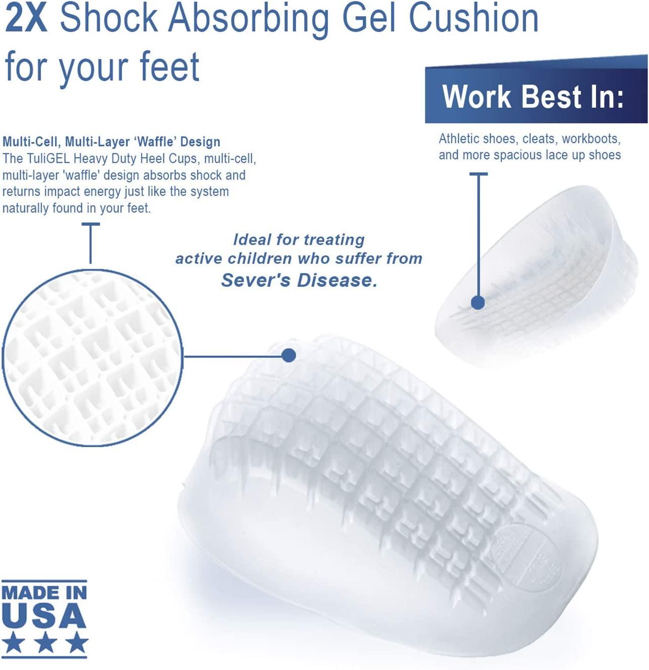 Tulis Heavy Duty Gel Heel Cups - Shock Absorption & Plantar Fasciitis ...