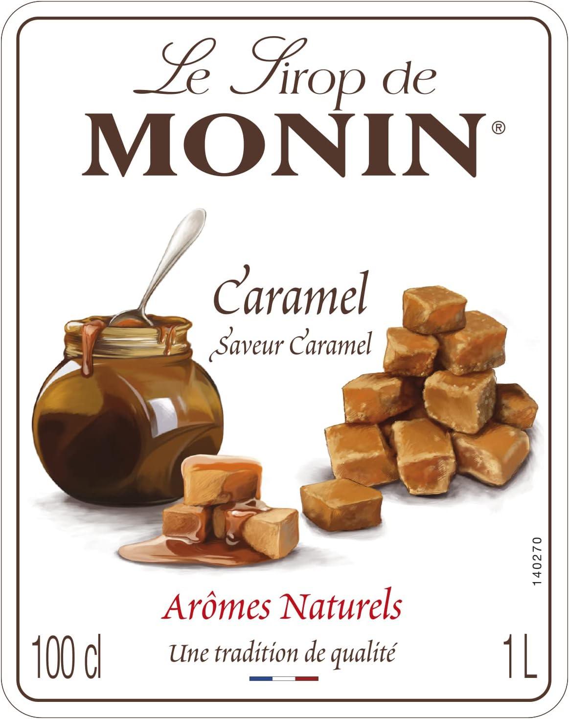 MONIN Premium Caramel Syrup 1L for Coffee and Cocktails. Vegan-Friendly ...