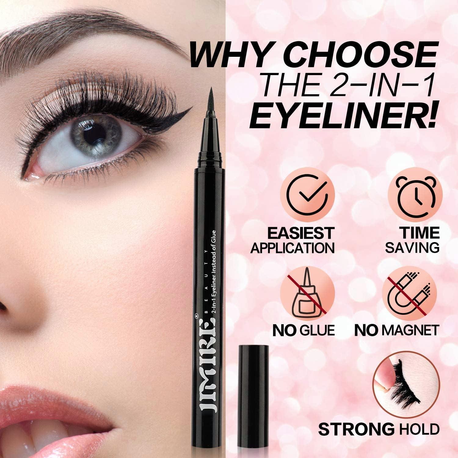JIMIRE 2-in-1 Magic Eyeliner for False Eyelashes - Easy Application ...