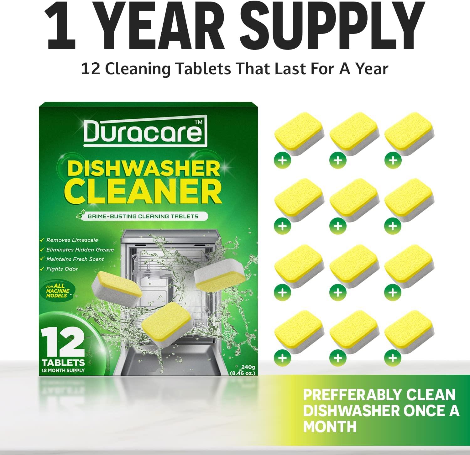 Duracare Dishwasher Cleaner Tablets - Removes Limescale, Hard Water ...