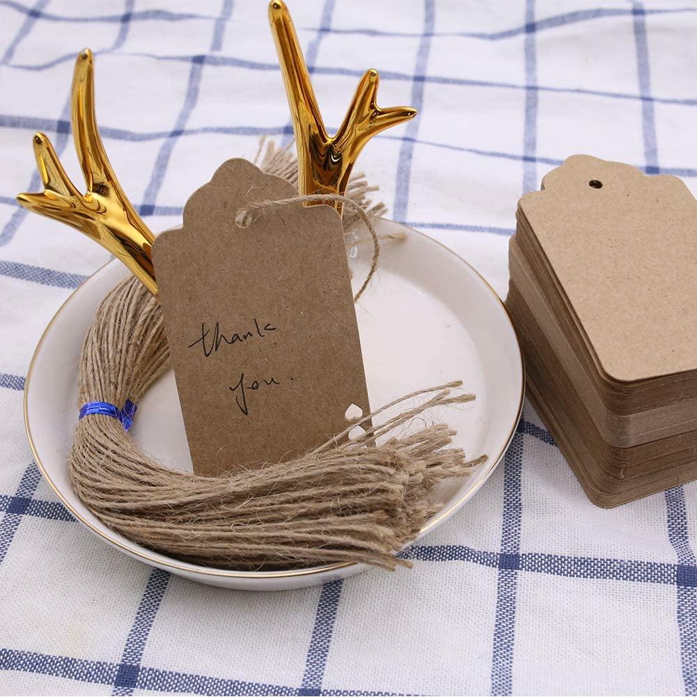 Koogel 100 PCS Gift Heart Tags Kraft Paper Tags with Natural Jute Twine ...
