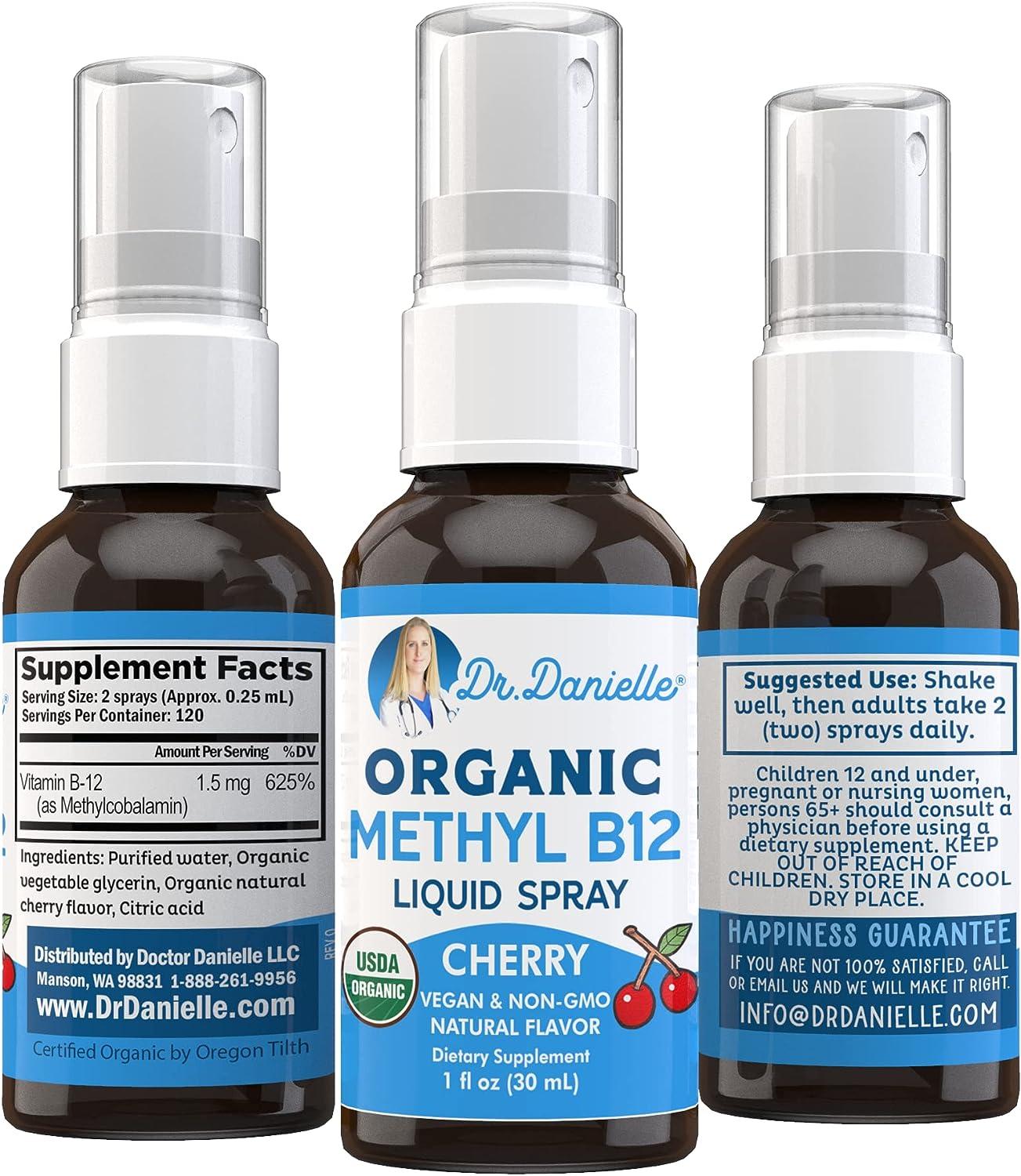 Organic Vitamin B12 Spray - Vegan & Gluten-Free Liquid Supplement for ...