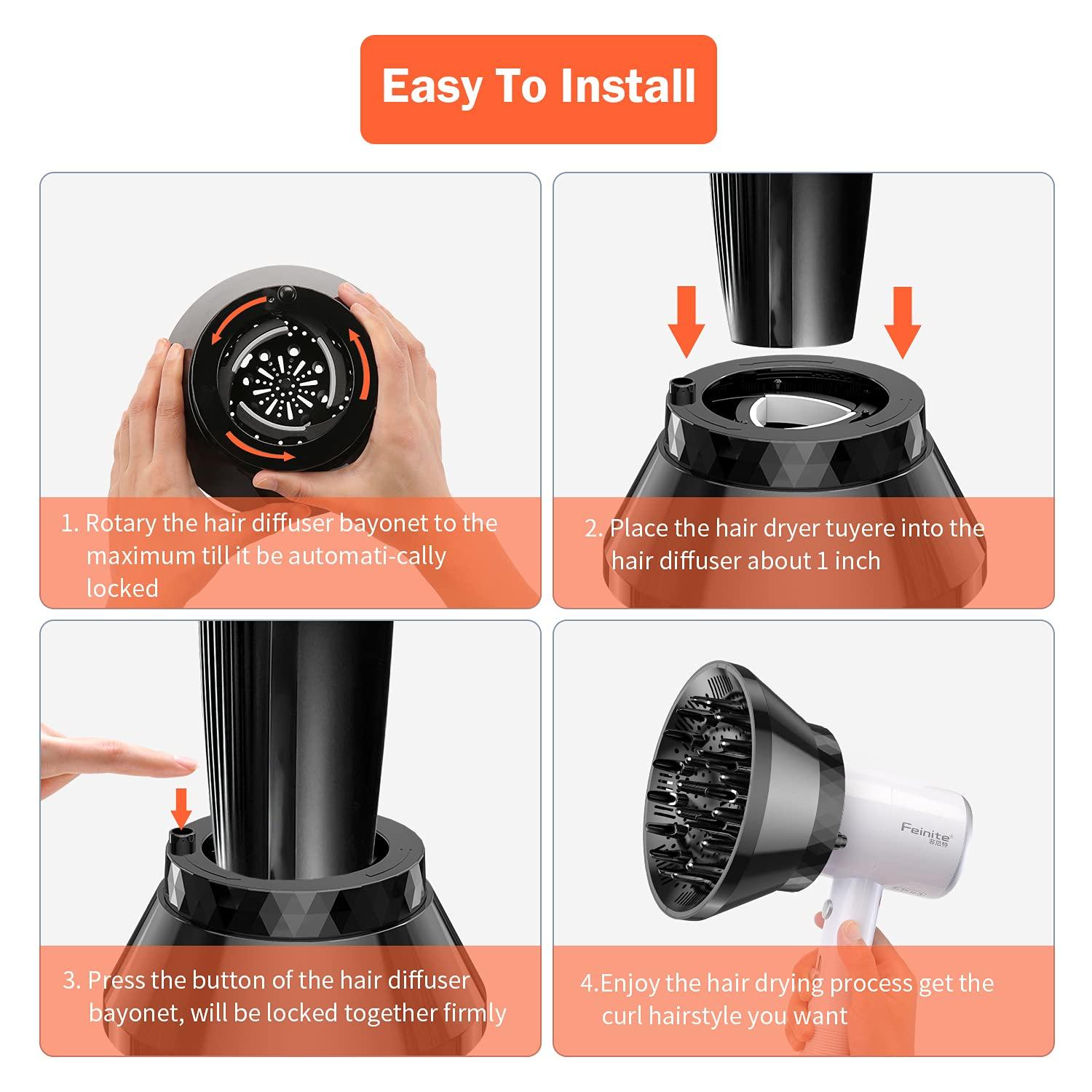 Universal Hair Diffuser for Curly & Natural Hair - Black | Adjustable ...