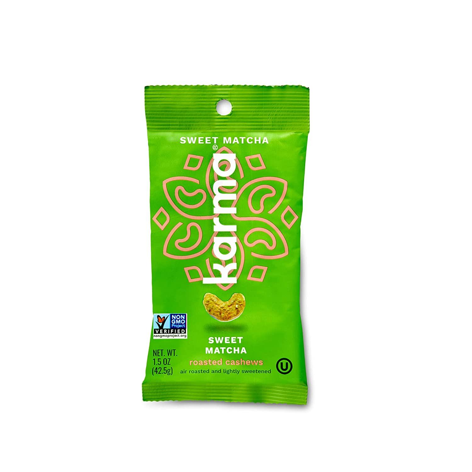 Karma Nuts Sweet Matcha Cashews with Skin - Whole Roasted Vegan Snack ...