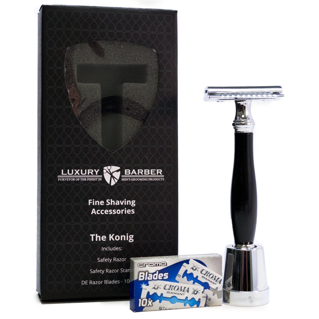 Konig Double Edge Safety Razor - Luxury Barber Wet Shaving Starter Kit ...