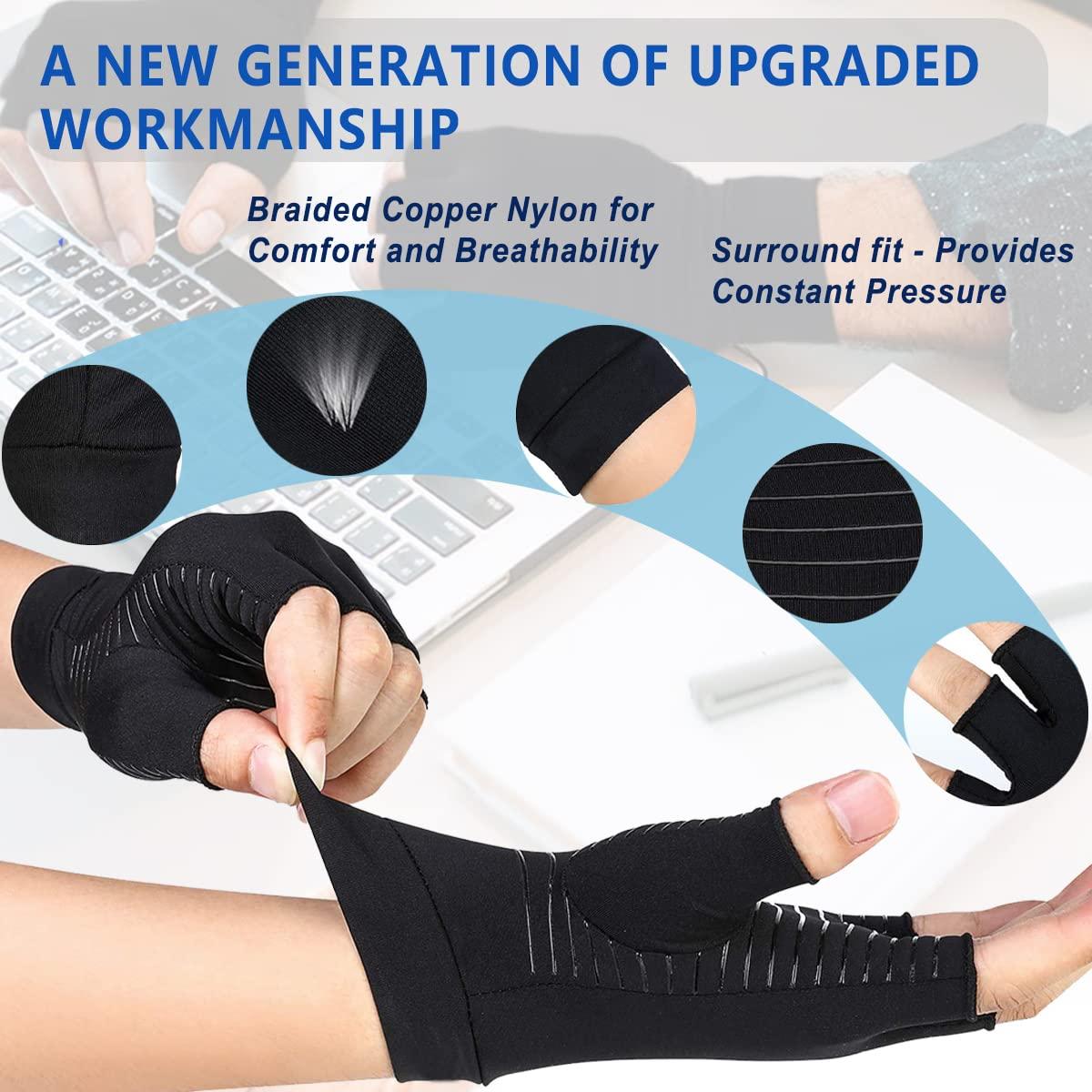 Lonsiton Copper Arthritis Compression Gloves - Relieve Hand Swelling ...