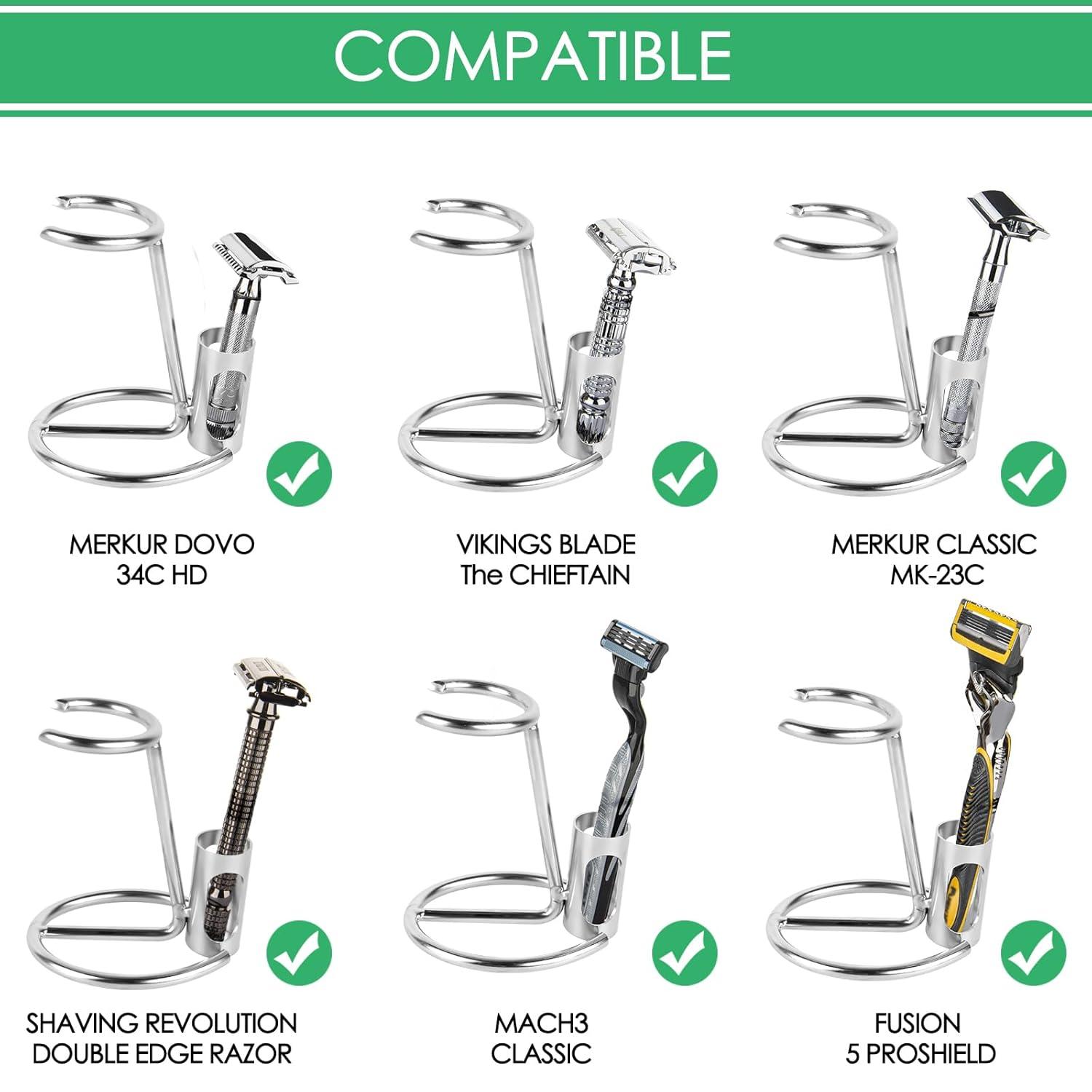 Linkidea Stainless Steel Razor & Shaving Brush Holder - Non-Slip ...