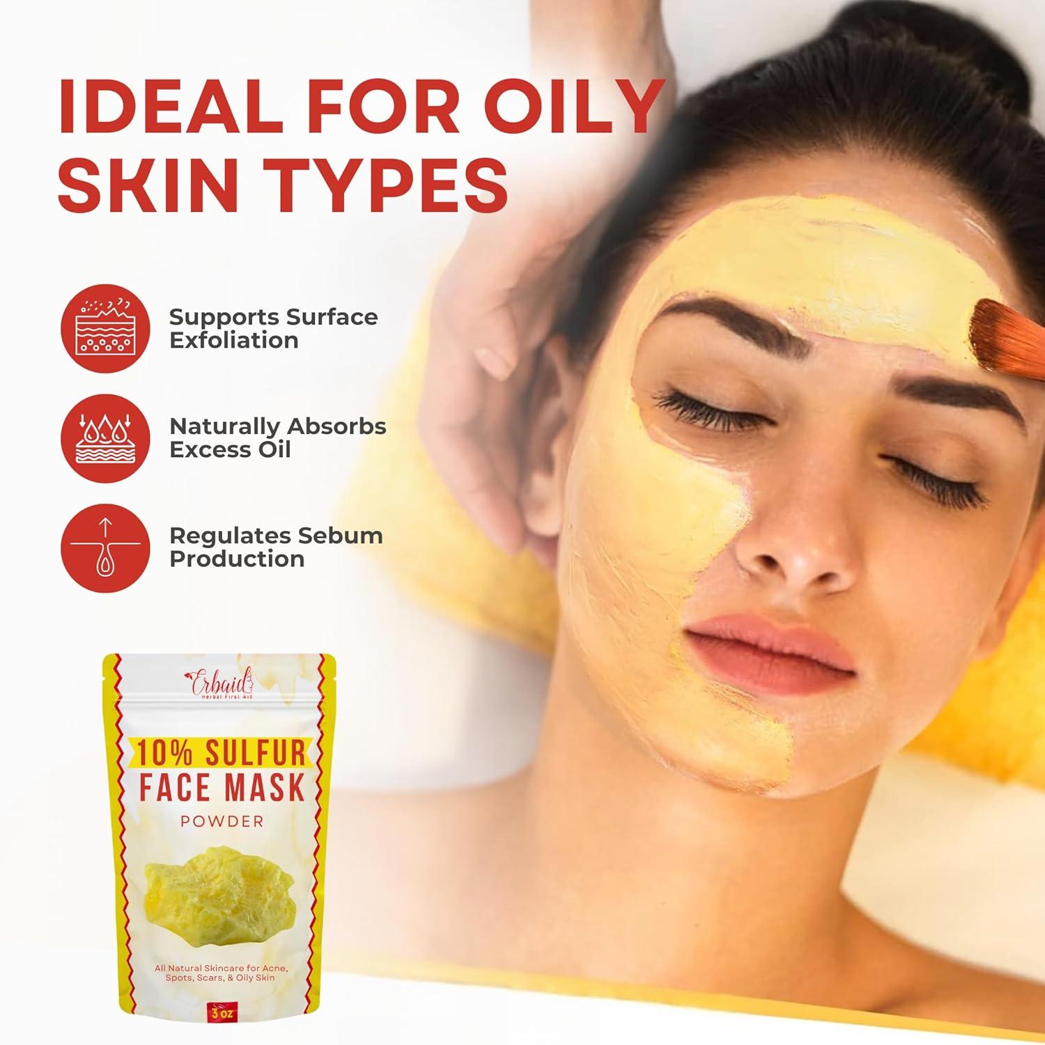 All-Natural Sulfur Face Mask for Acne & Oily Skin Glowing Skin Unclogs ...