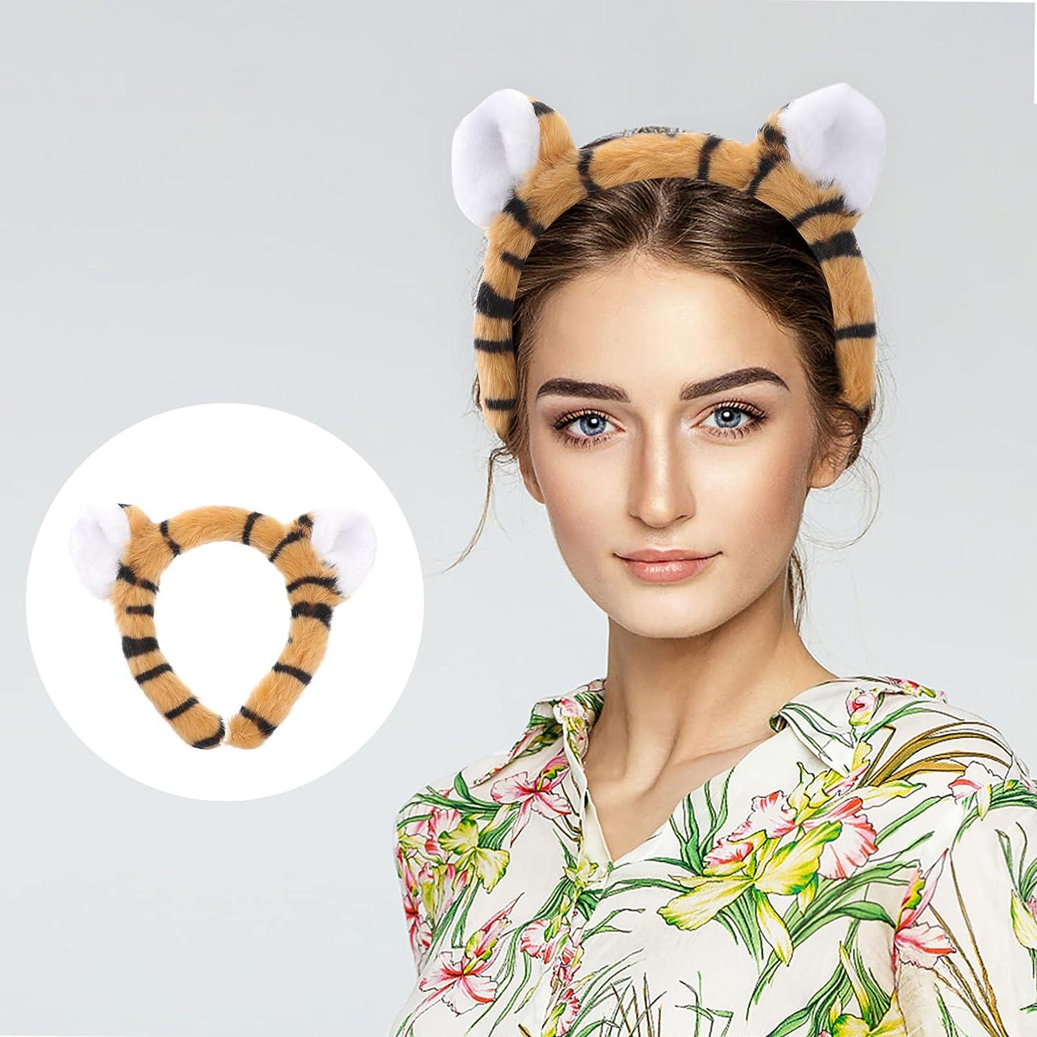 Lurrose Tiger Headband Plush Ear Hair Hoop - Cute Zoo Animal Costume ...