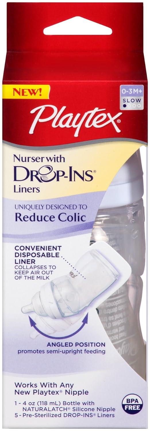 Playtex Drop-Ins Premium Nurser Bottle 4 Ounce - Discontinued by ...