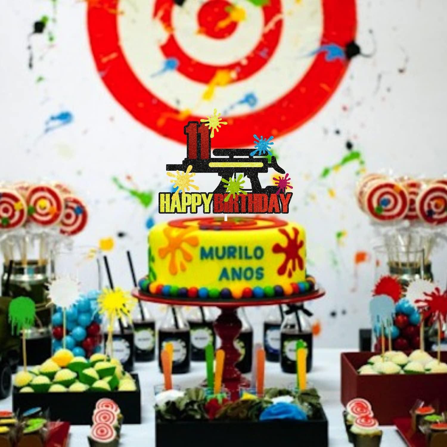 11th Paintball Birthday Cake Topper - Shooting War Party Decorations ...