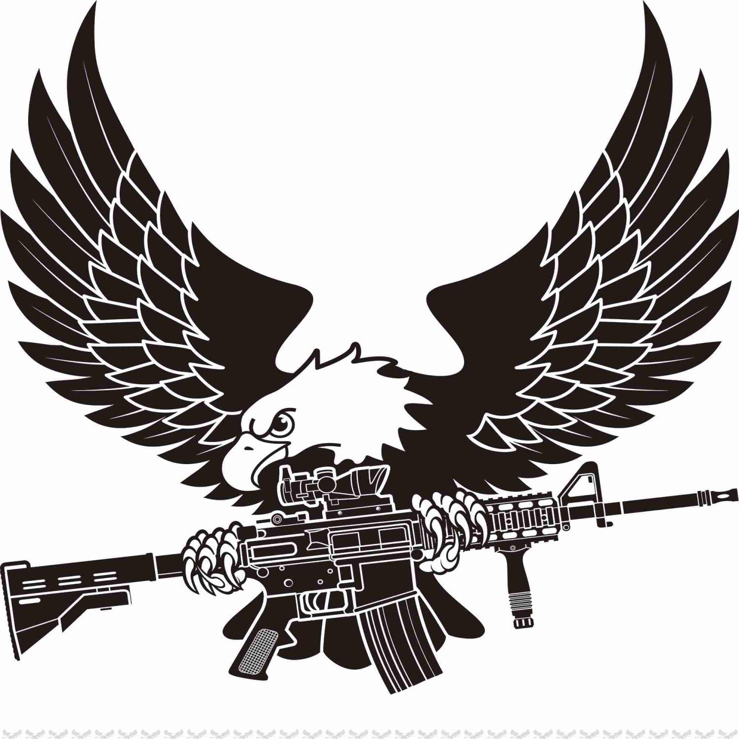 Dopetattoo USA Bald Eagle with Assault Rifle Temporary Tattoos - Set of ...
