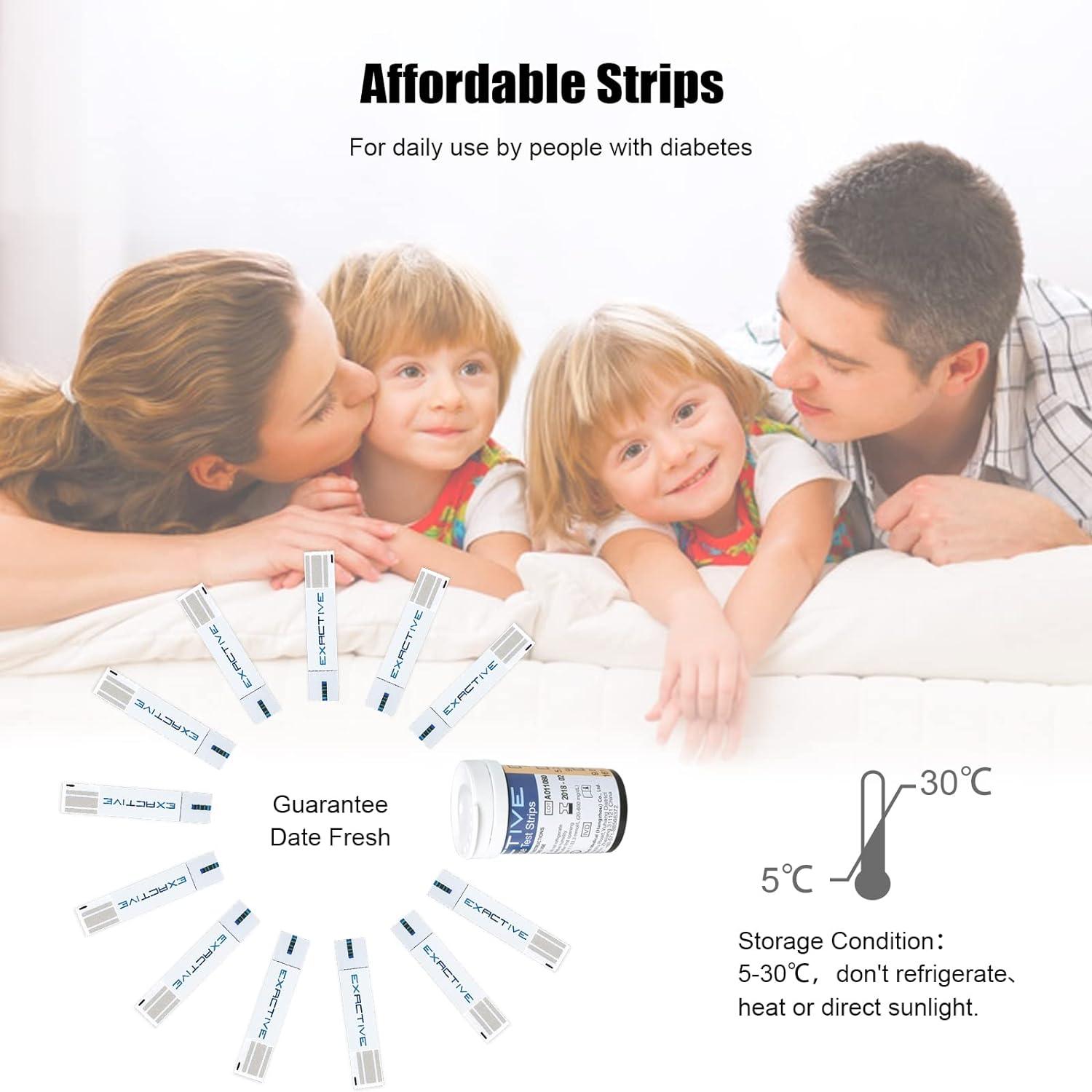 EXACTIVE Vital Blood Glucose Test Strips and Lancets - 50 pcs for Blood ...