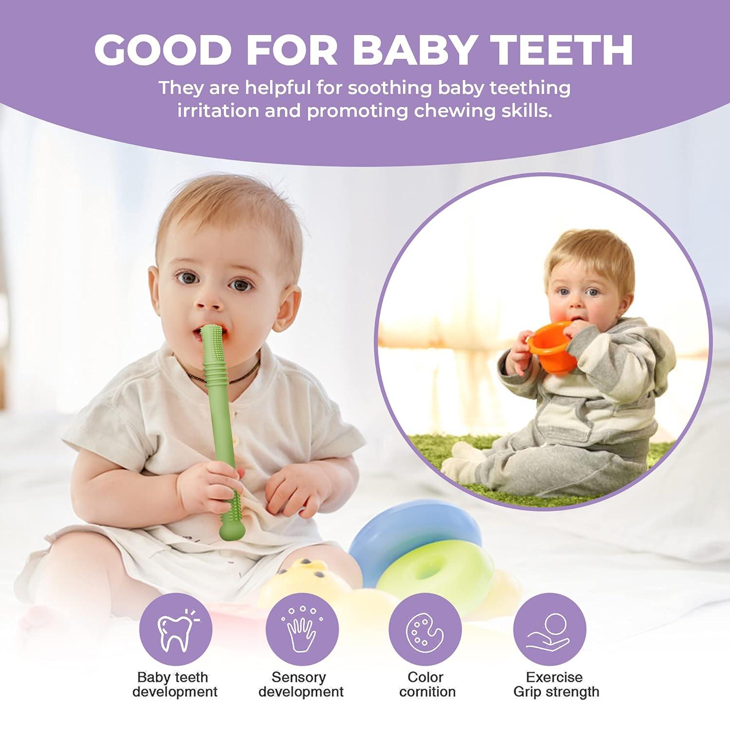 Samar Valley Teething Tubes - Pack of 4 Silicone Baby Straws for ...