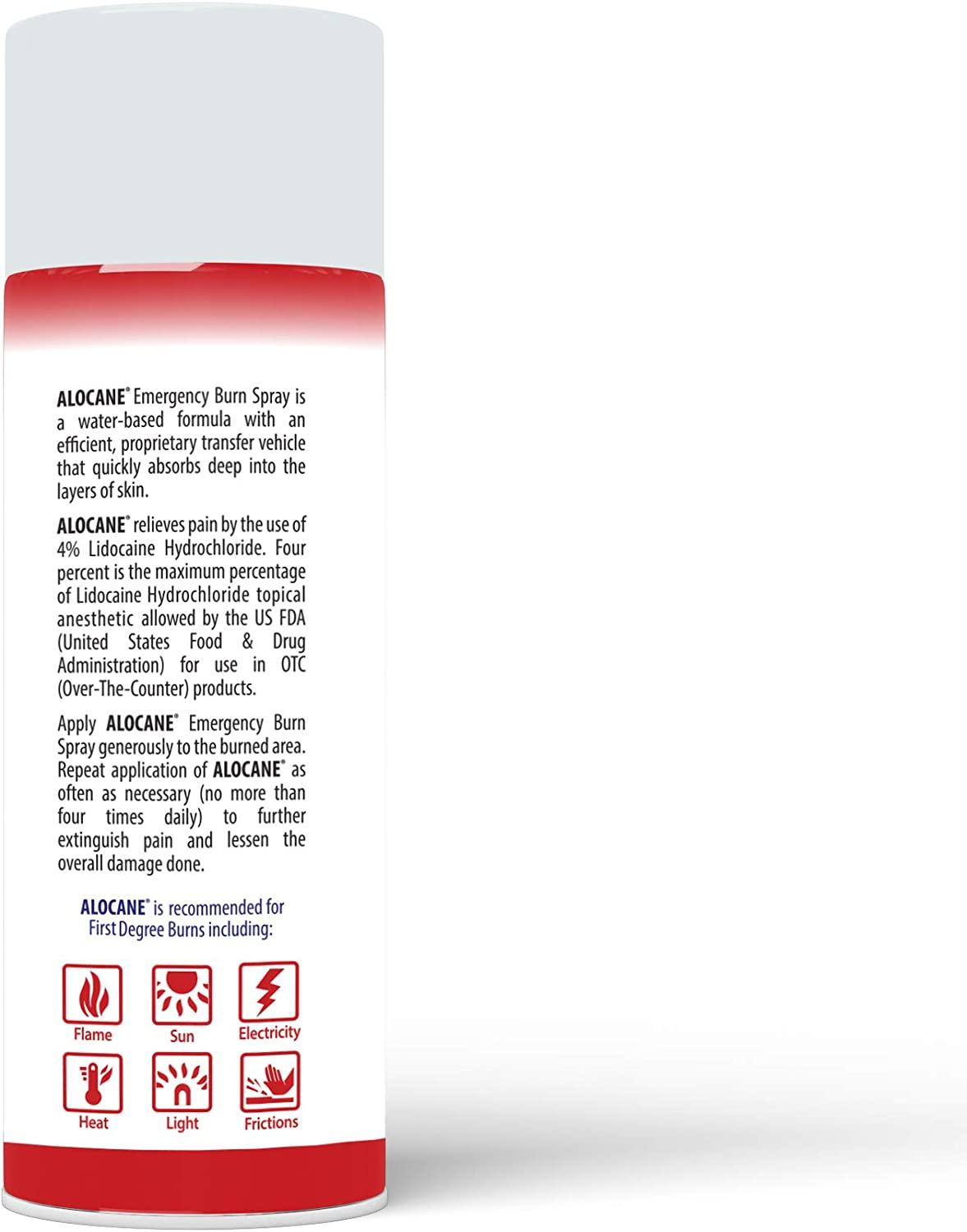ALOCANE Emergency Burn Spray - 4% Lidocaine Max Strength for Fast Pain ...