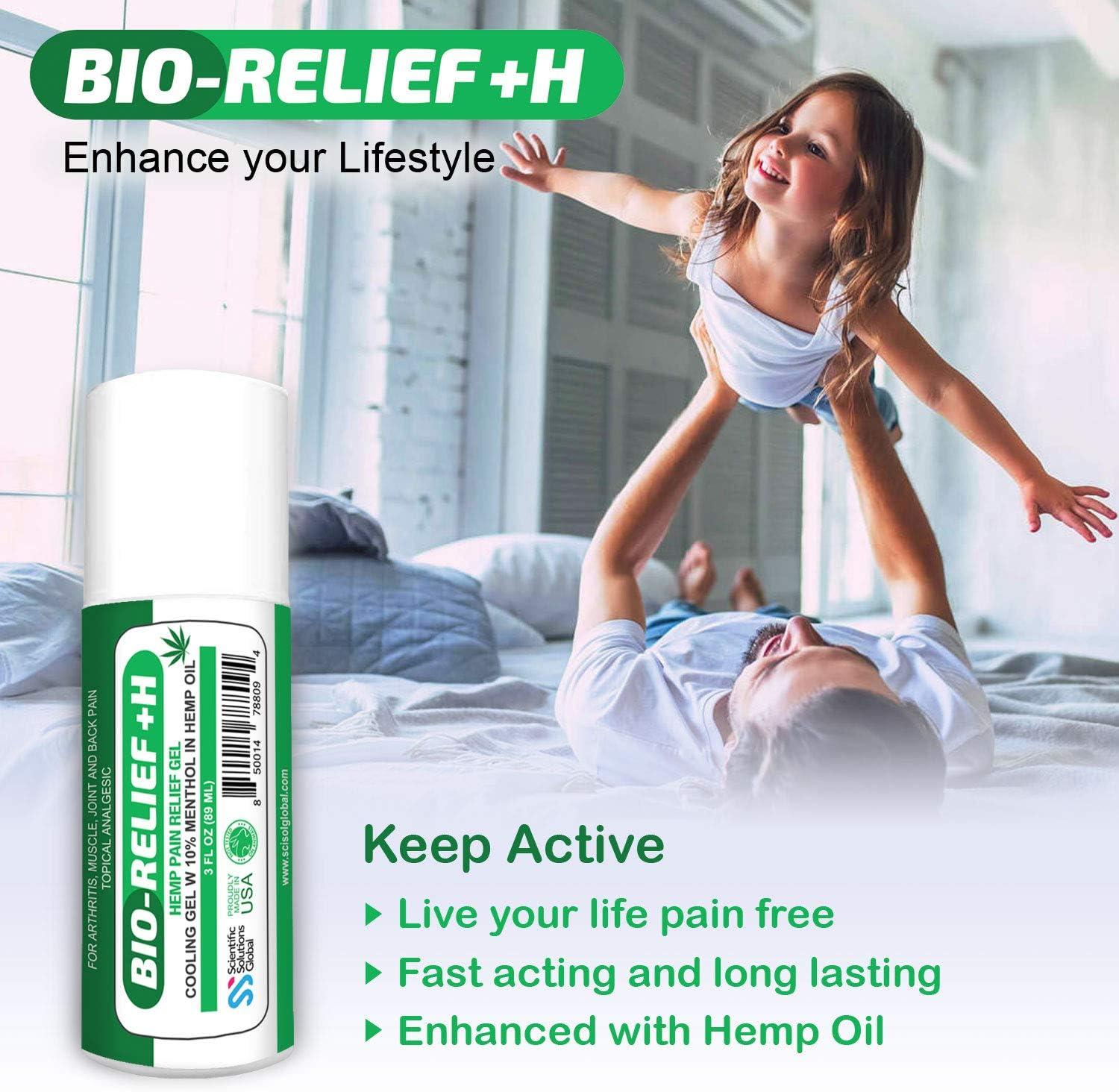 BIO-RELIEF +H Hemp Pain Relief Gel 3 oz Roll-on | 10% Menthol ...