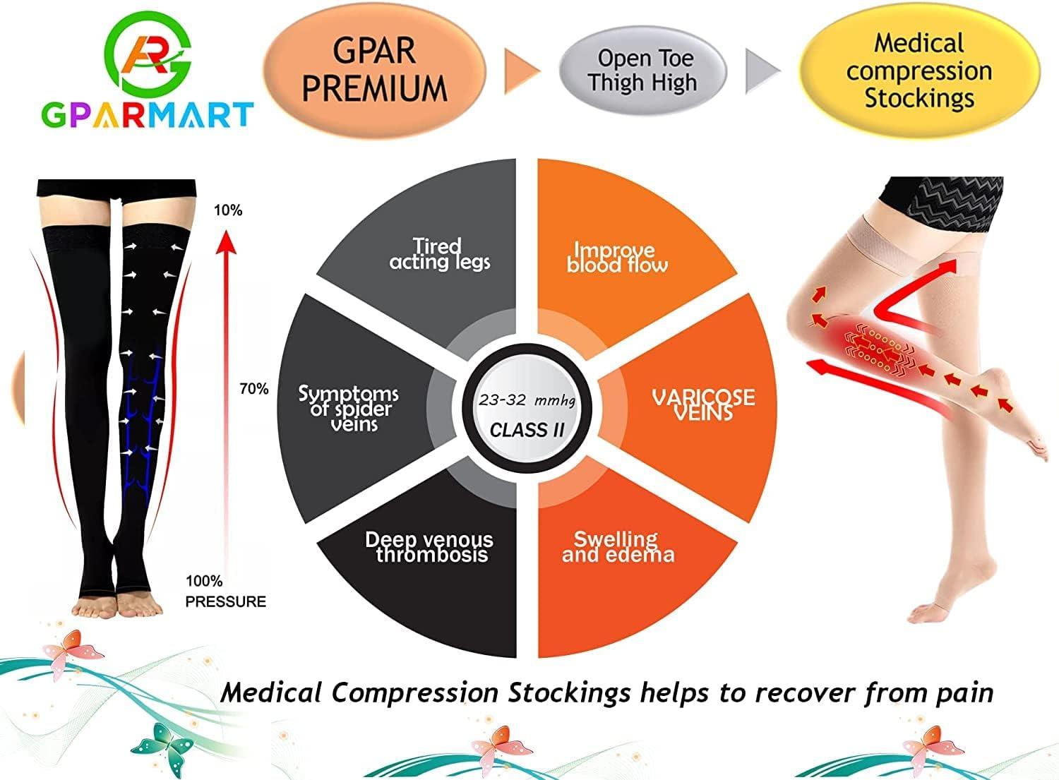 GPAR Premium Medical Compression Stockings Class 2 - Unisex Thigh-High ...