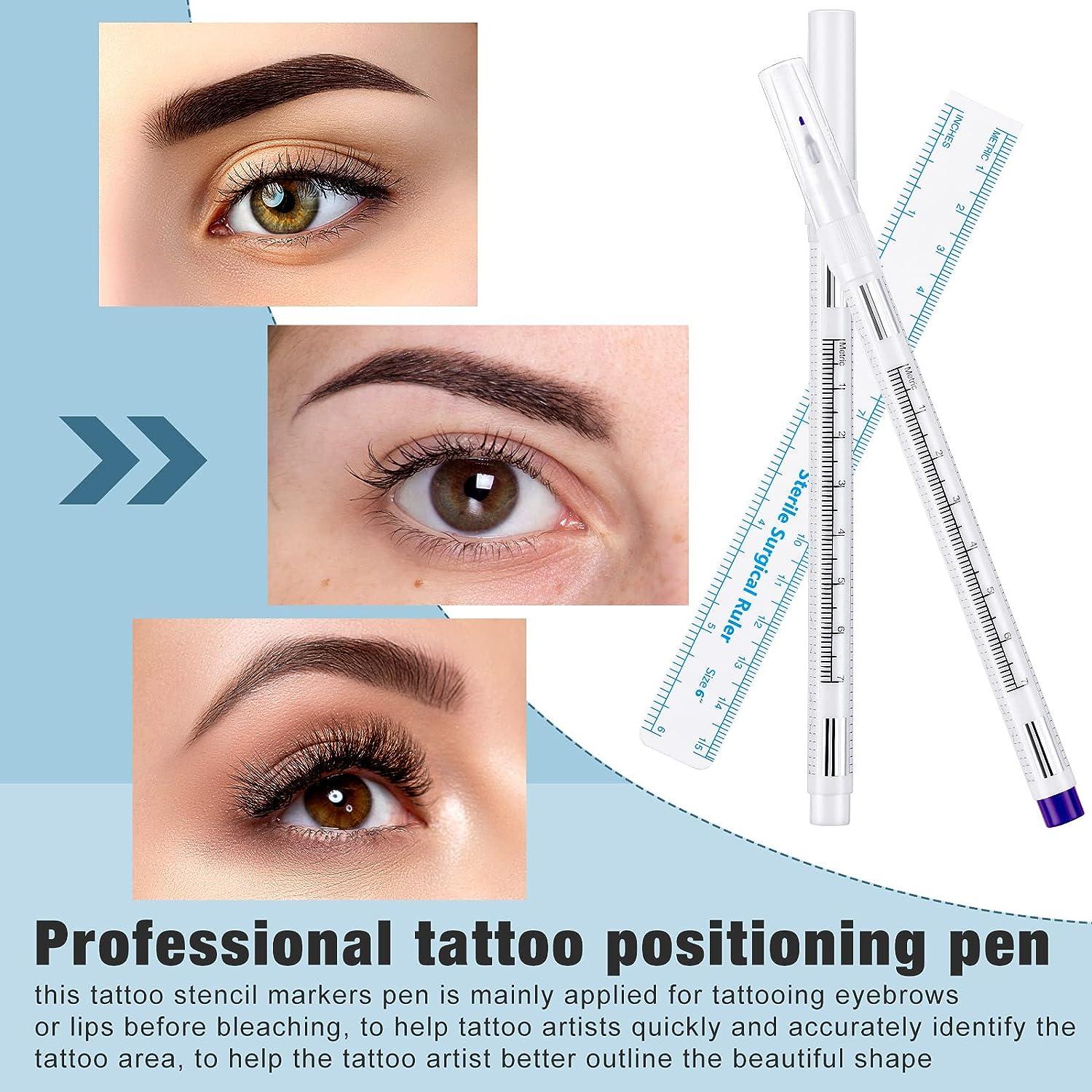 8 Piece Microblading Marker Pen Set with Paper Ruler | Eyebrow ...