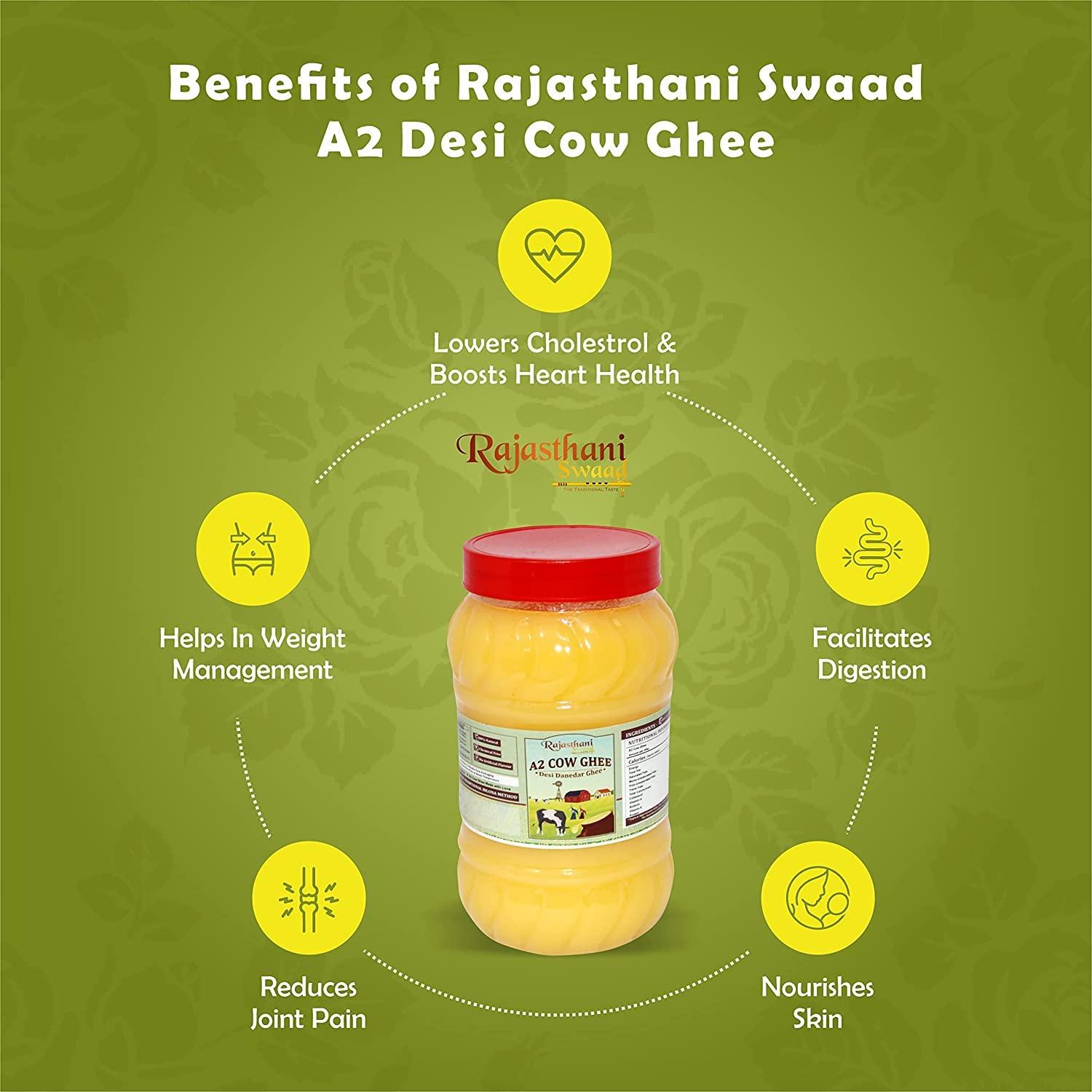 Rajasthani Swaad A2 Desi Cow Ghee 1000 ml - Organic Vedic Bilona Ghee ...
