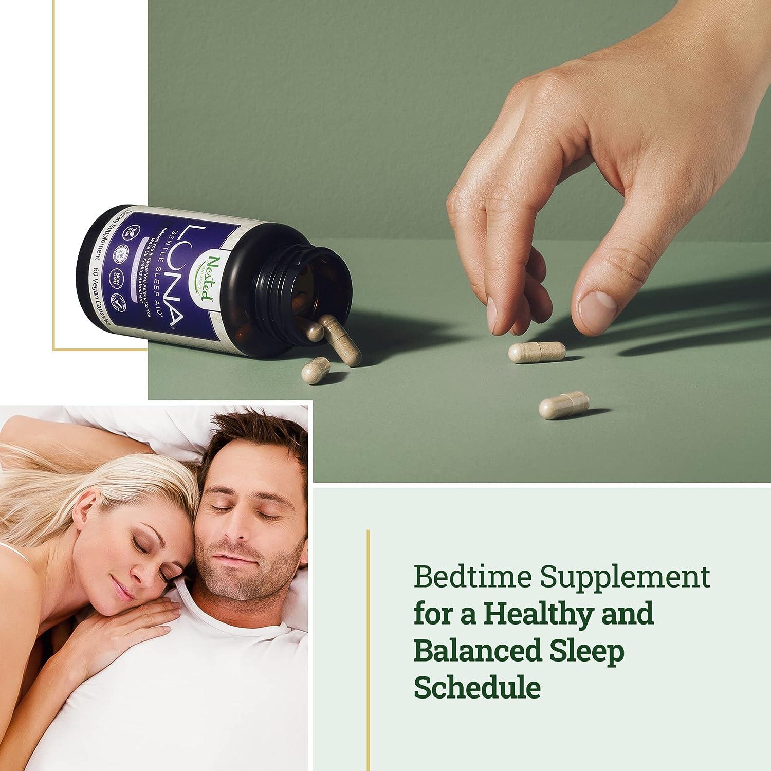 Luna Bedtime Supplement - 60 Vegan Capsules with Melatonin, Valerian ...