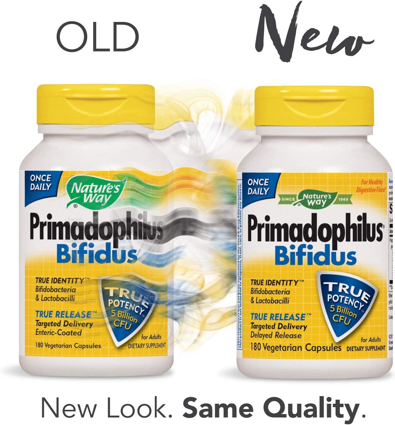 Nature's Way Primadophilus Bifidus - 180 Vcaps Probiotics for Digestive ...