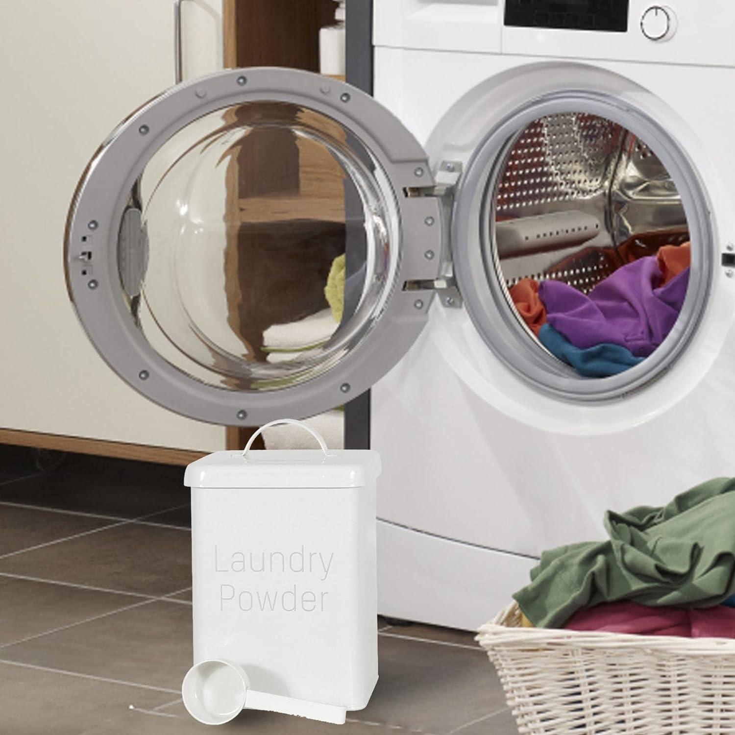 tacery Laundry Powder Tin with Scoop 4L Washing Powder Bucket Metal ...