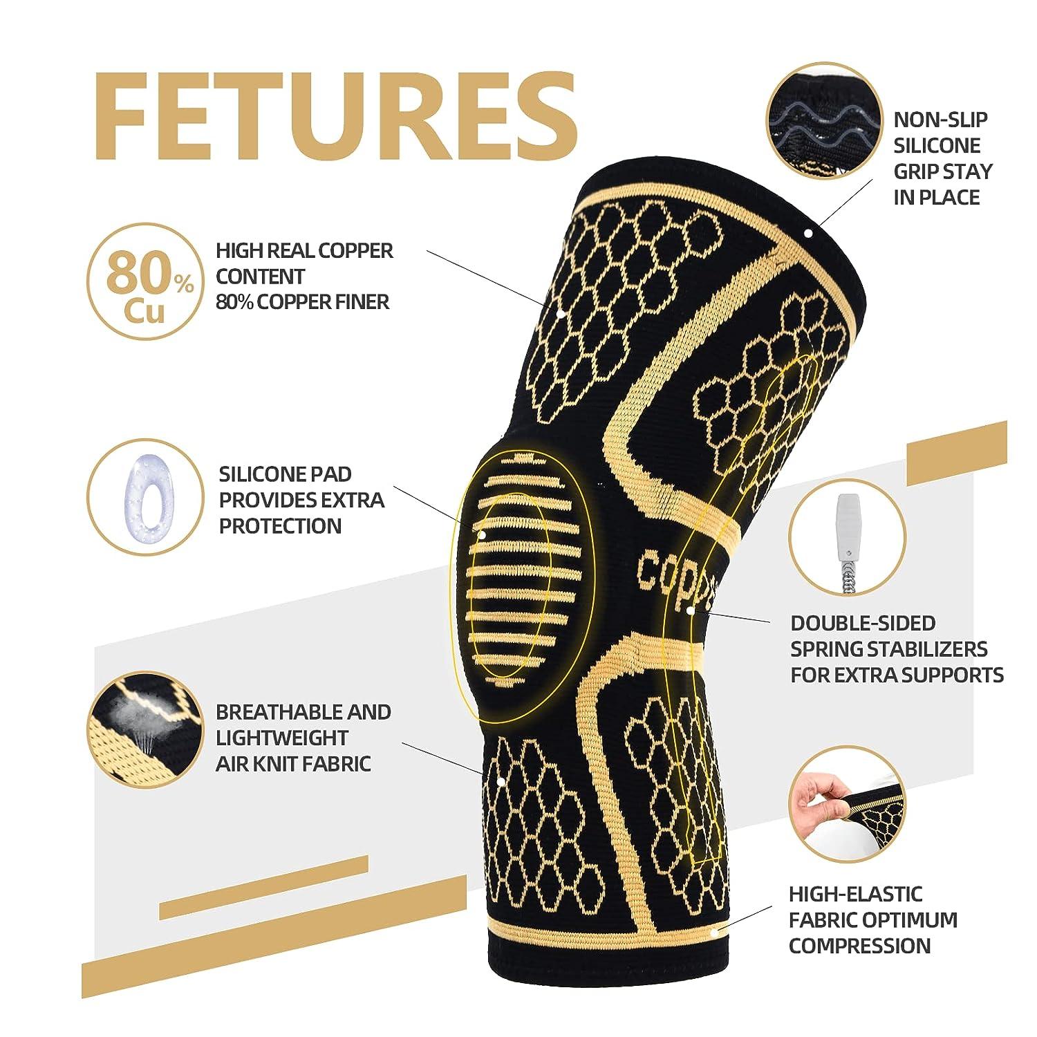 Copper Knee Brace with Patella Gel Pads & Stabilizers | Professional ...