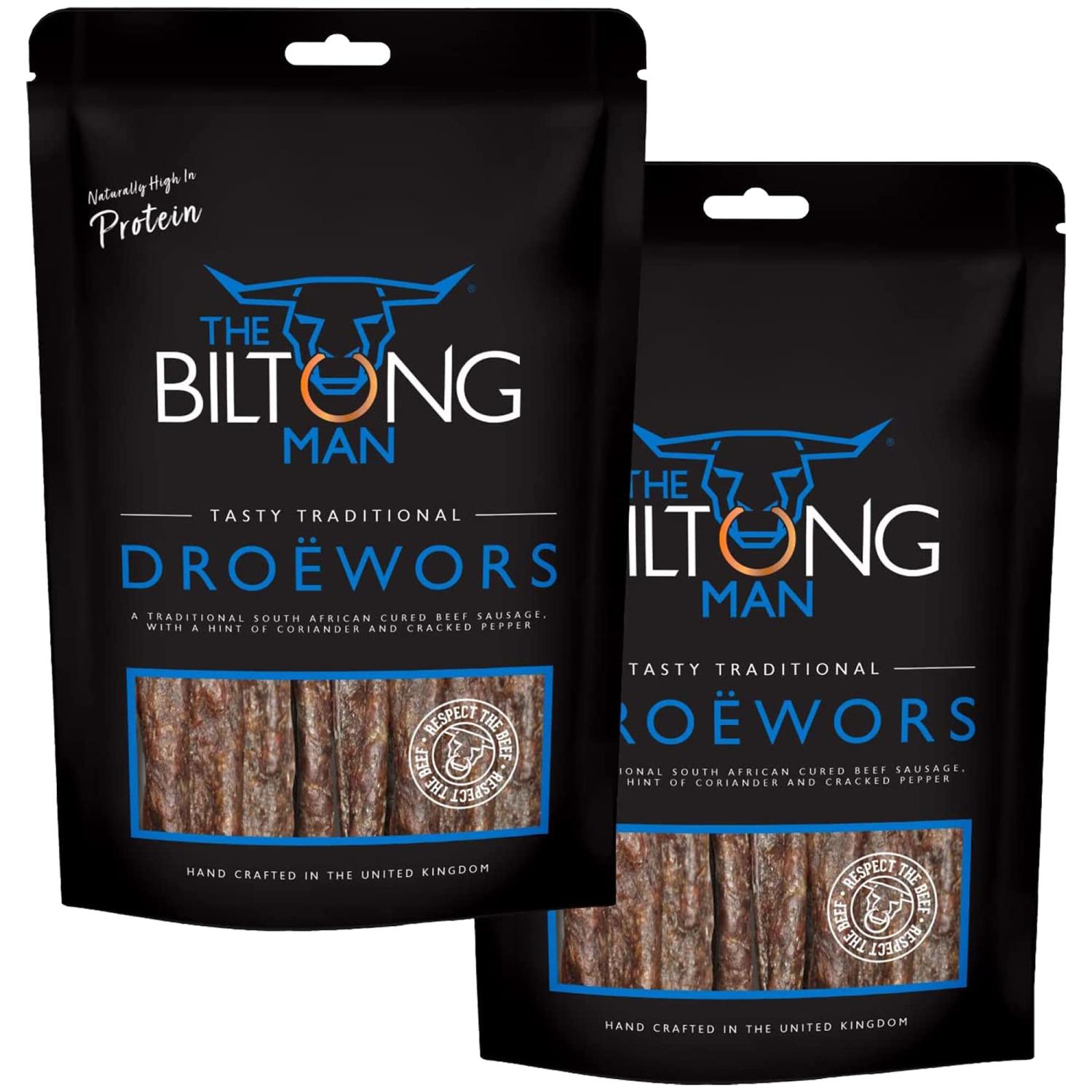 The Biltong Man Droewors Sticks 1kg | High Protein Beef Snack | Keto ...
