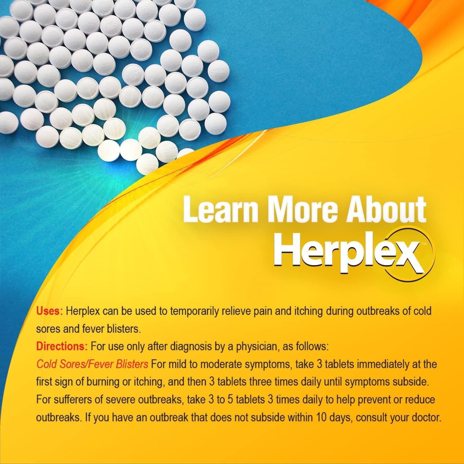 Herplex Premium Tablets - Fast Relief for Cold Sores & Fever Blisters ...