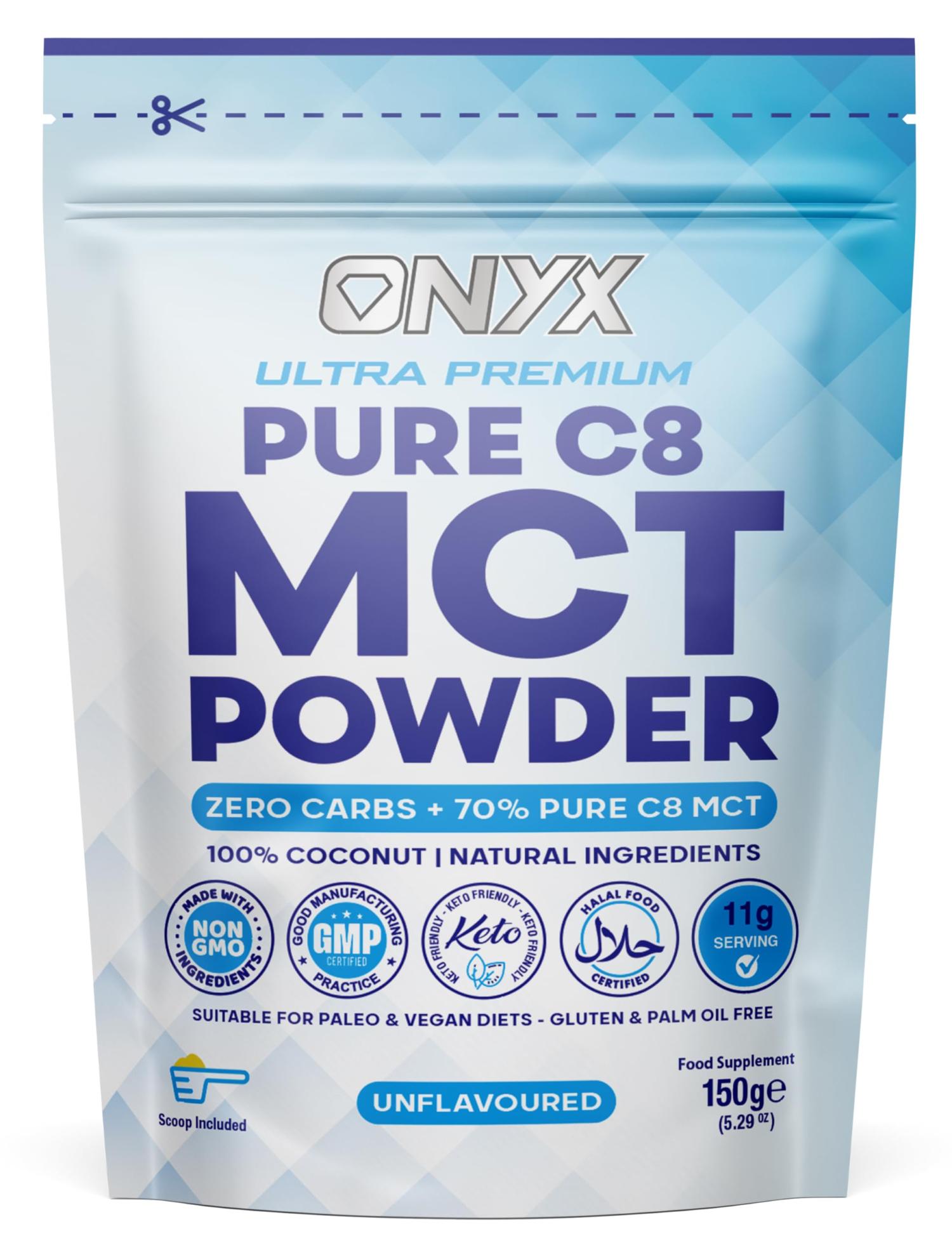 PURE C8 MCT POWDER 150g High Potency C8 Premium MCT POWDER Ketones Booster - Suitable for ...