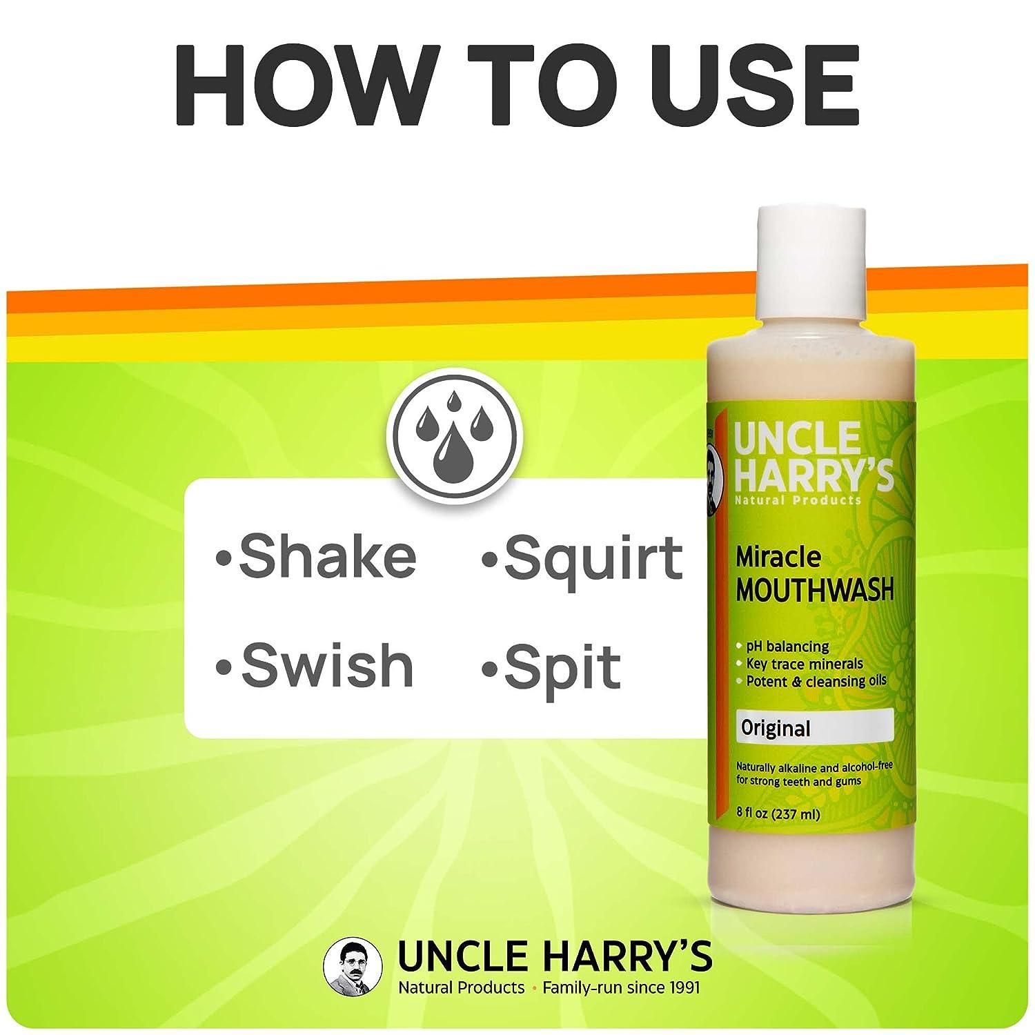 Uncle Harry's Natural Alkalizing Miracle Mouthwash - pH Balanced Oral ...