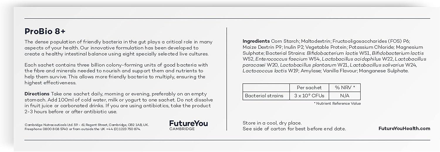 FutureYou ProBio 8+ 28 Powder Sachets | Gut Health Probiotics for Women ...