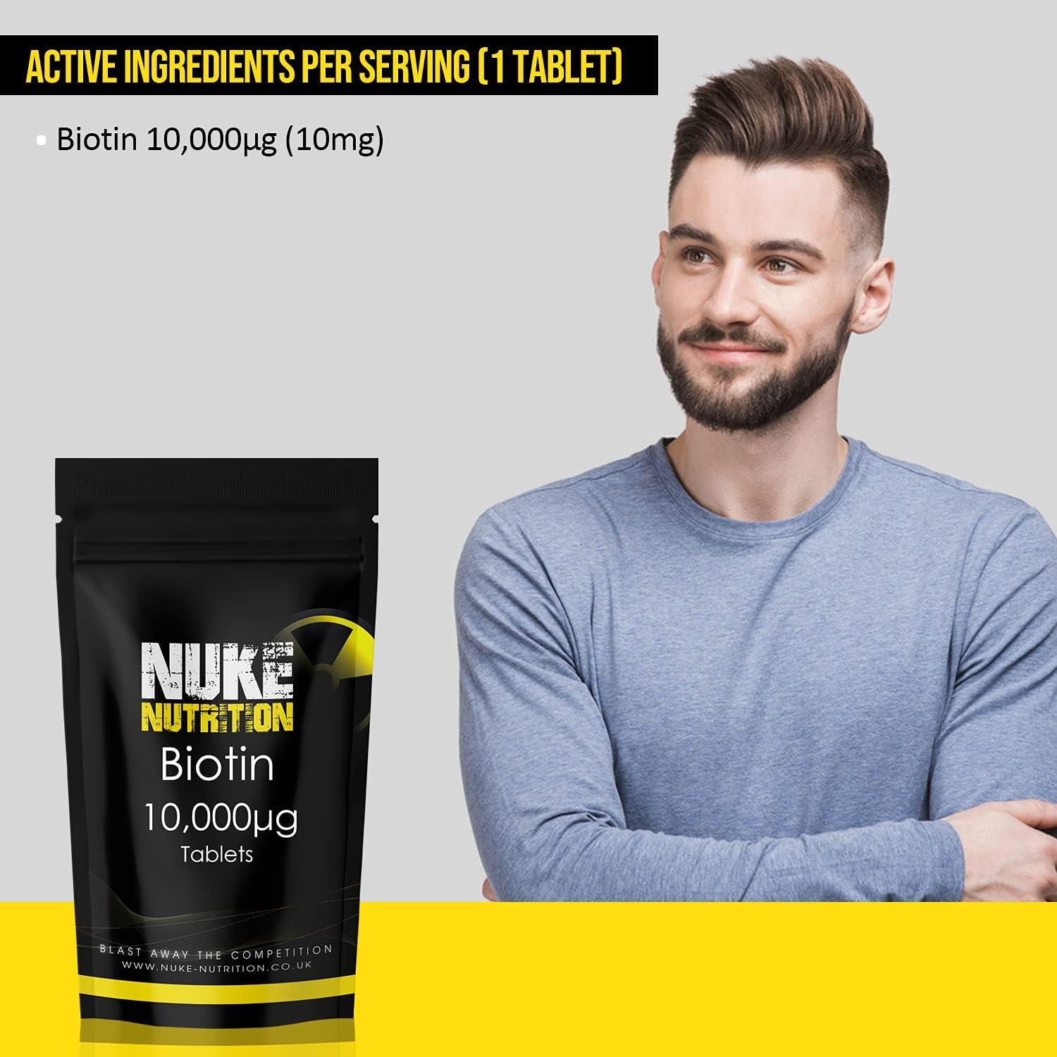 Nuke Nutrition Biotin 10000mcg Tablets x120 - Hair Vitamins for Growth ...