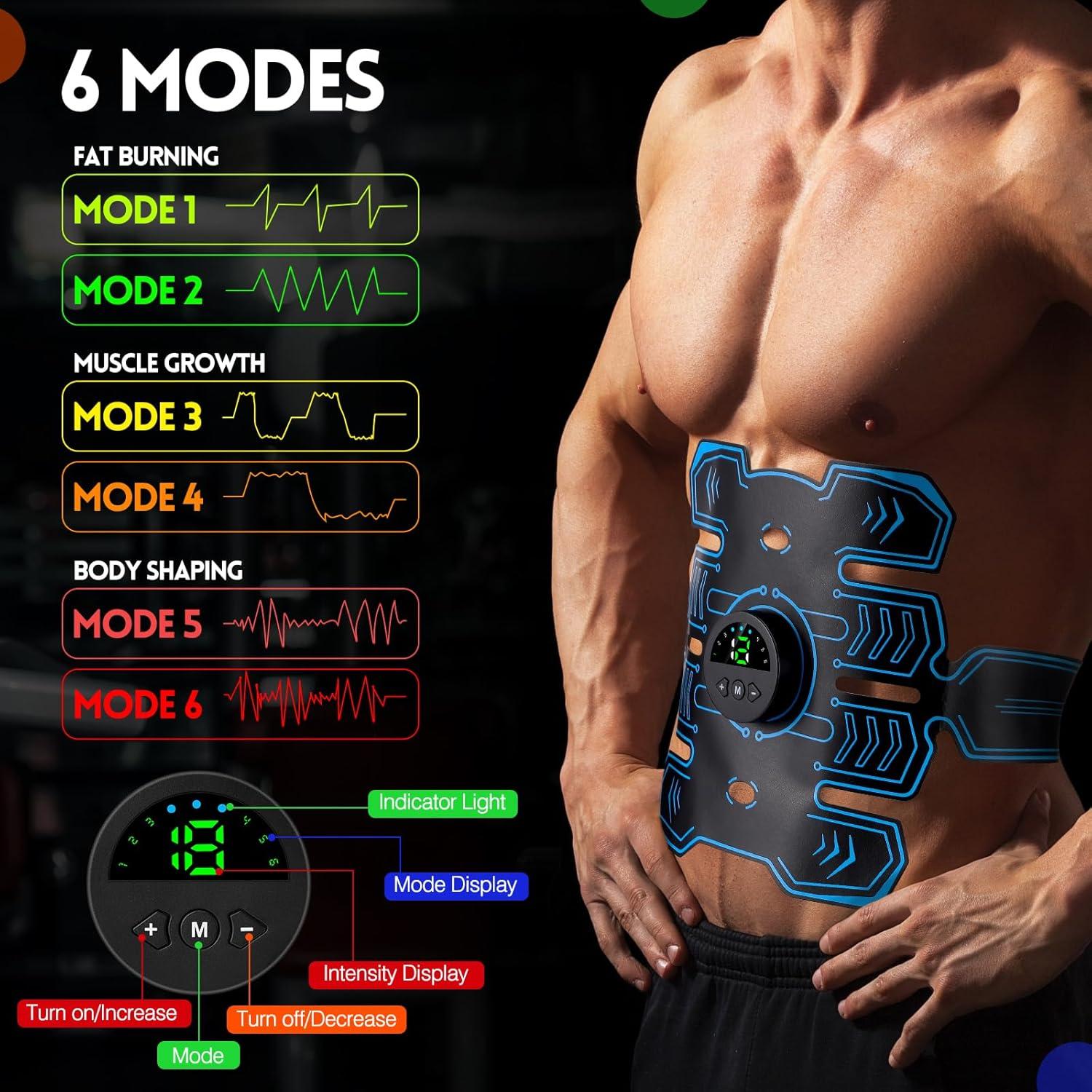 Aiseok EMS Abdominal Muscle Trainer - USB Rechargeable Belly Trainer 6 ...