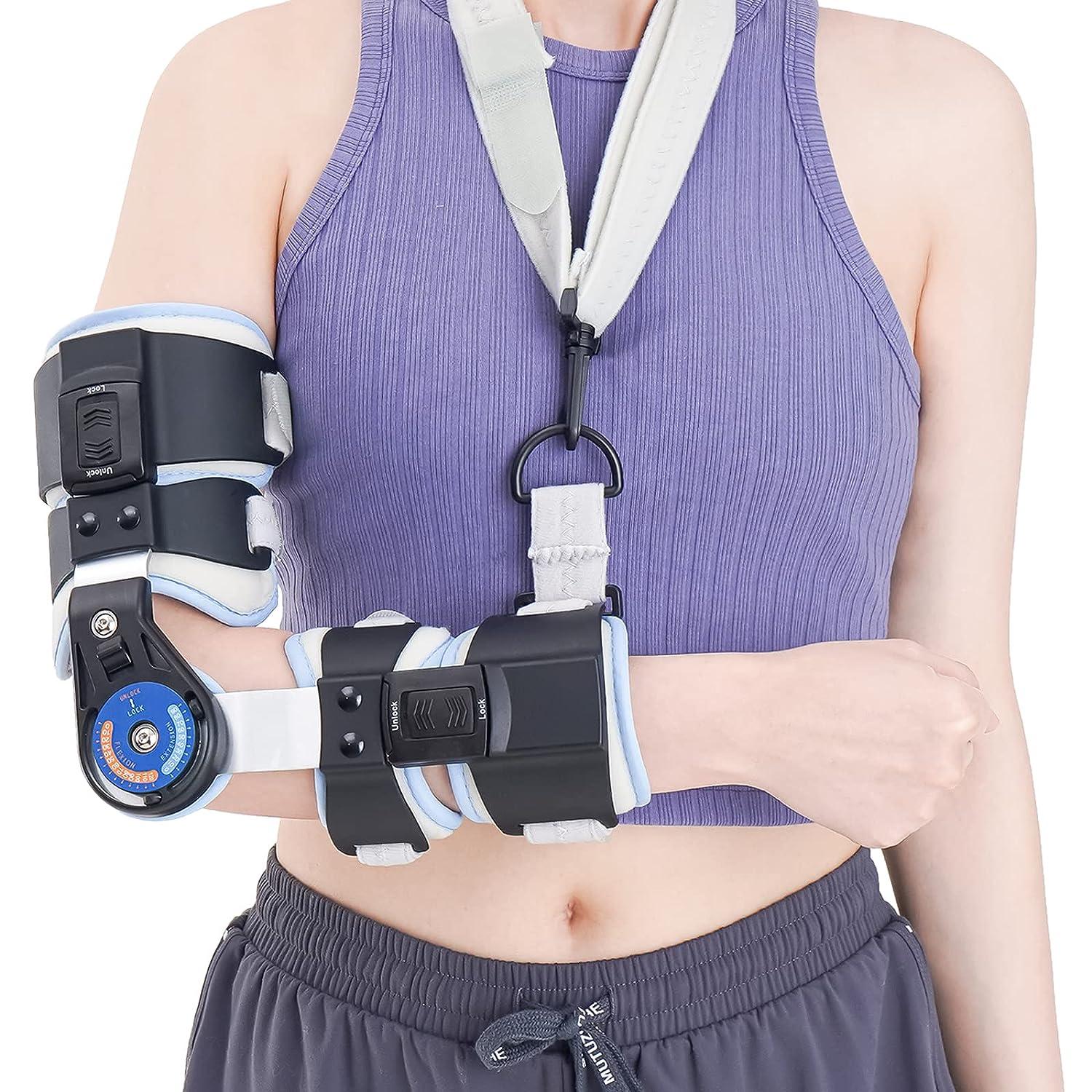 RISURRY Hinged Elbow Brace with Shoulder Sling | Adjustable Post OP ...