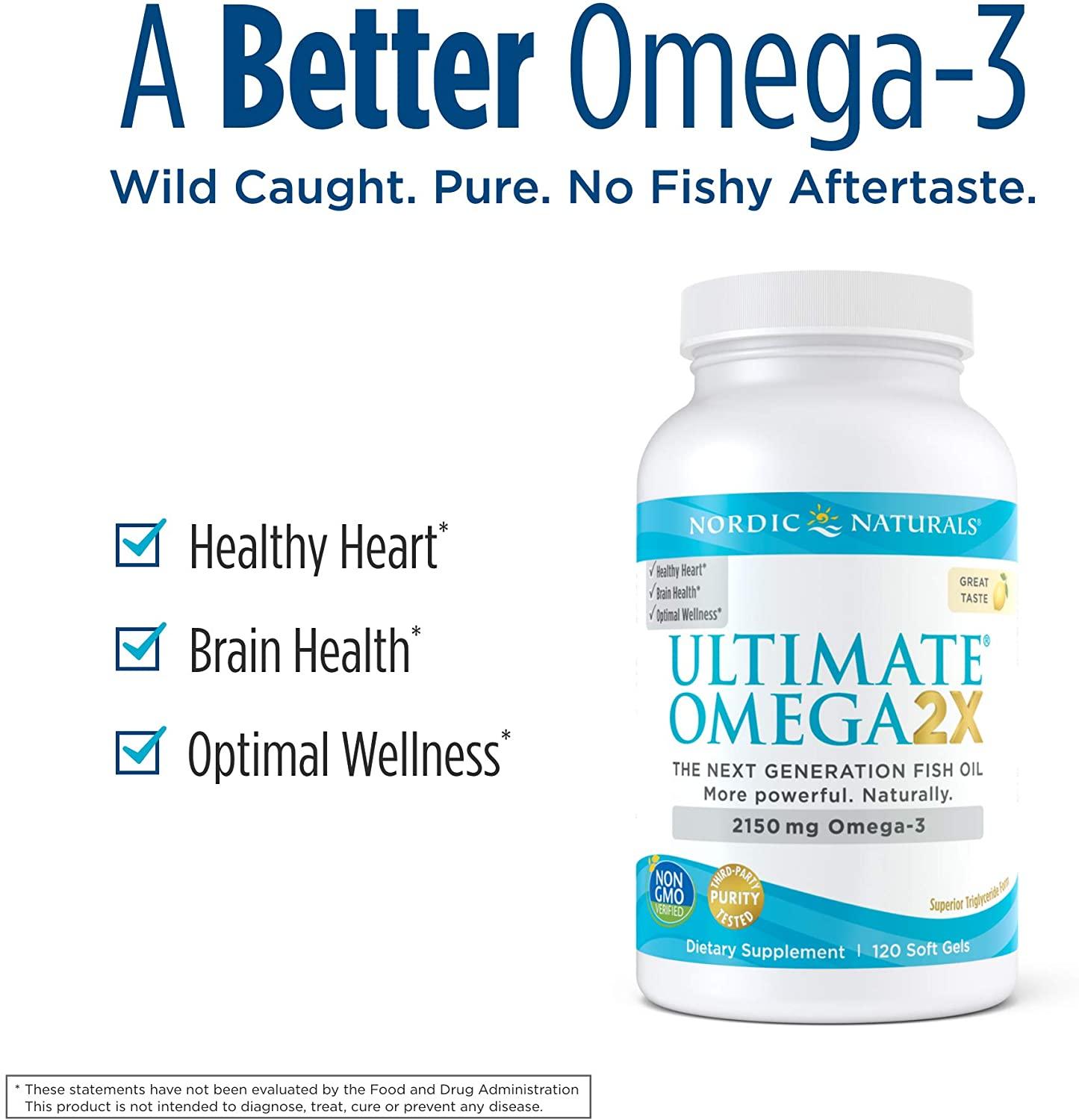 Nordic Naturals Ultimate Omega 2X 2150 mg â€“ 120 Soft Gels | High ...